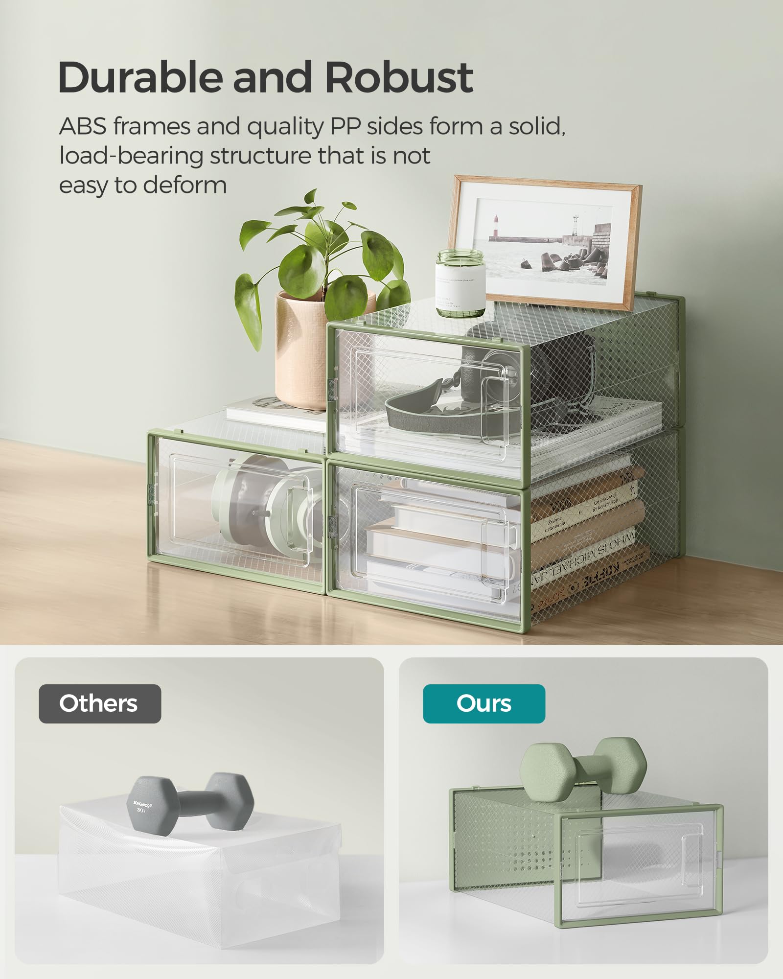 SONGMICS Shoe Boxes, Pack of 12 Shoe Storage Organizers, Stackable ...