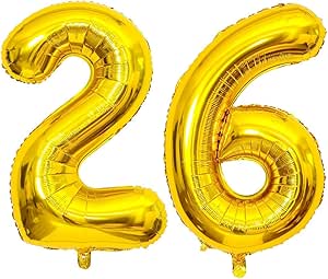 Amazon.com: 40 Inch Gold 26 Number Balloons Giant Jumbo Huge 26 or 62 ...