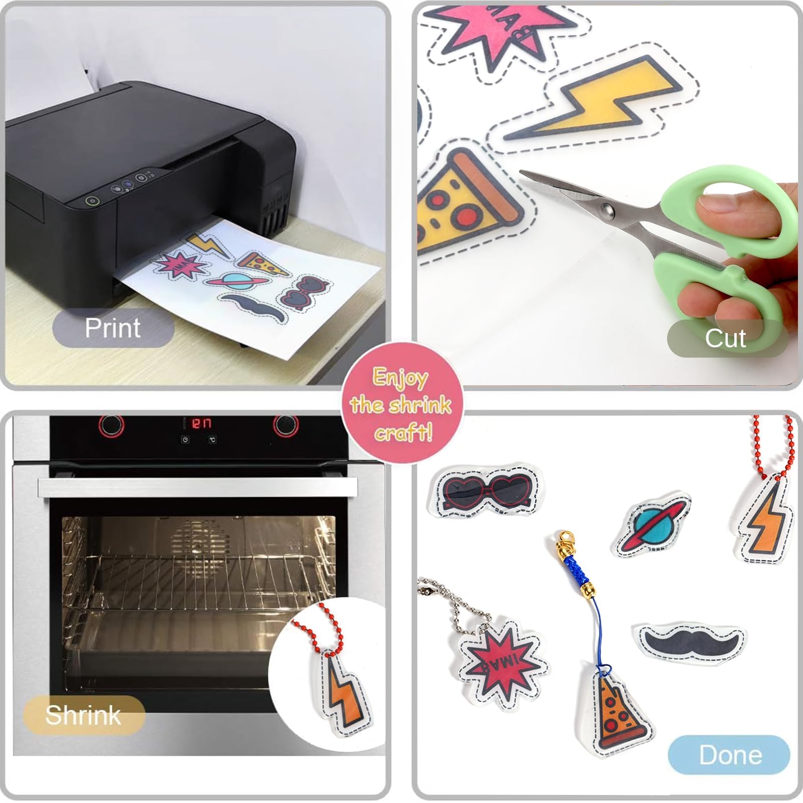 Snapklik.com : 50 Sheets Printable Shrink Plastic Sheets, Shrinky Film ...