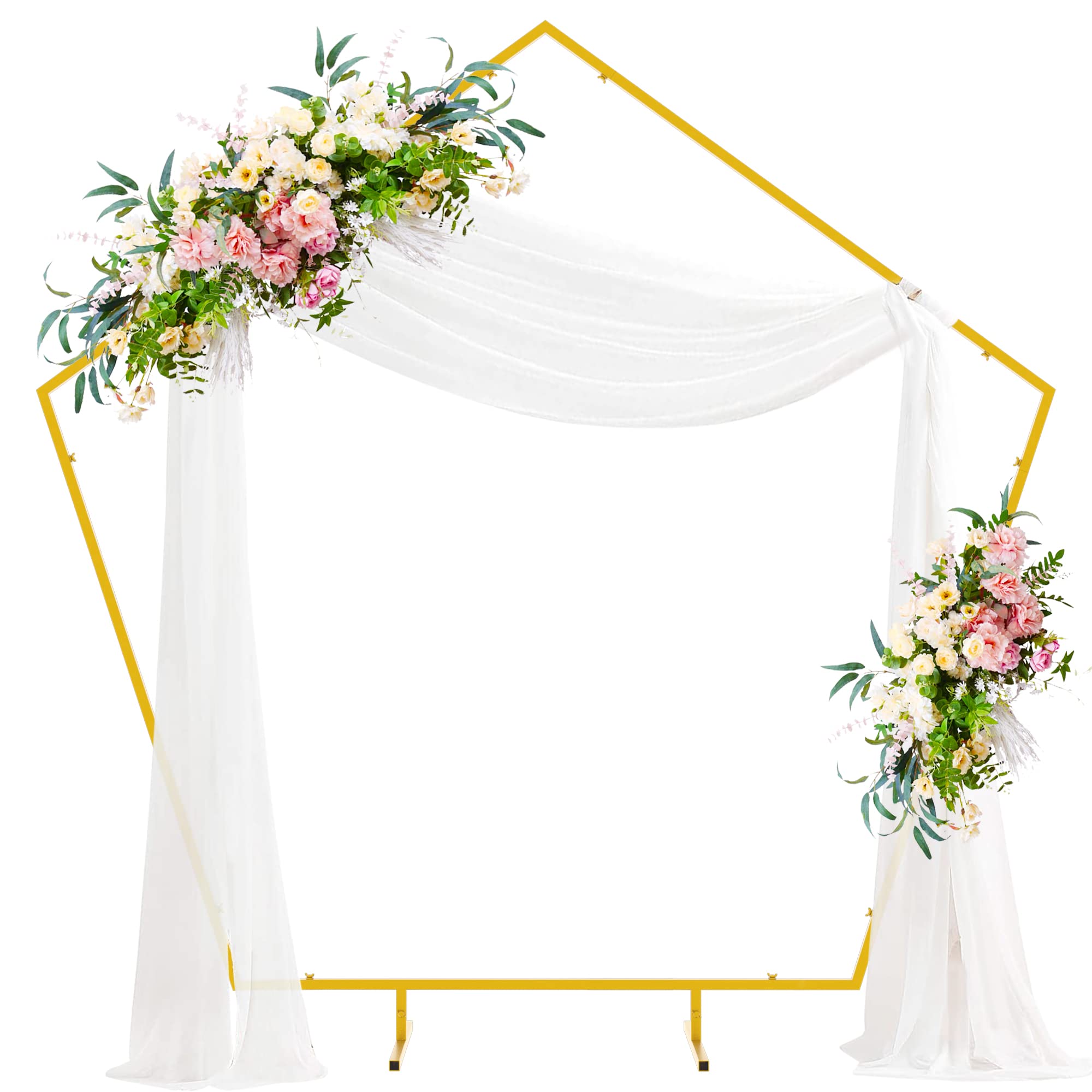 Mugiden Gold Wedding Arch Backdrop Stand Metal Balloon Arch Backdrop ...