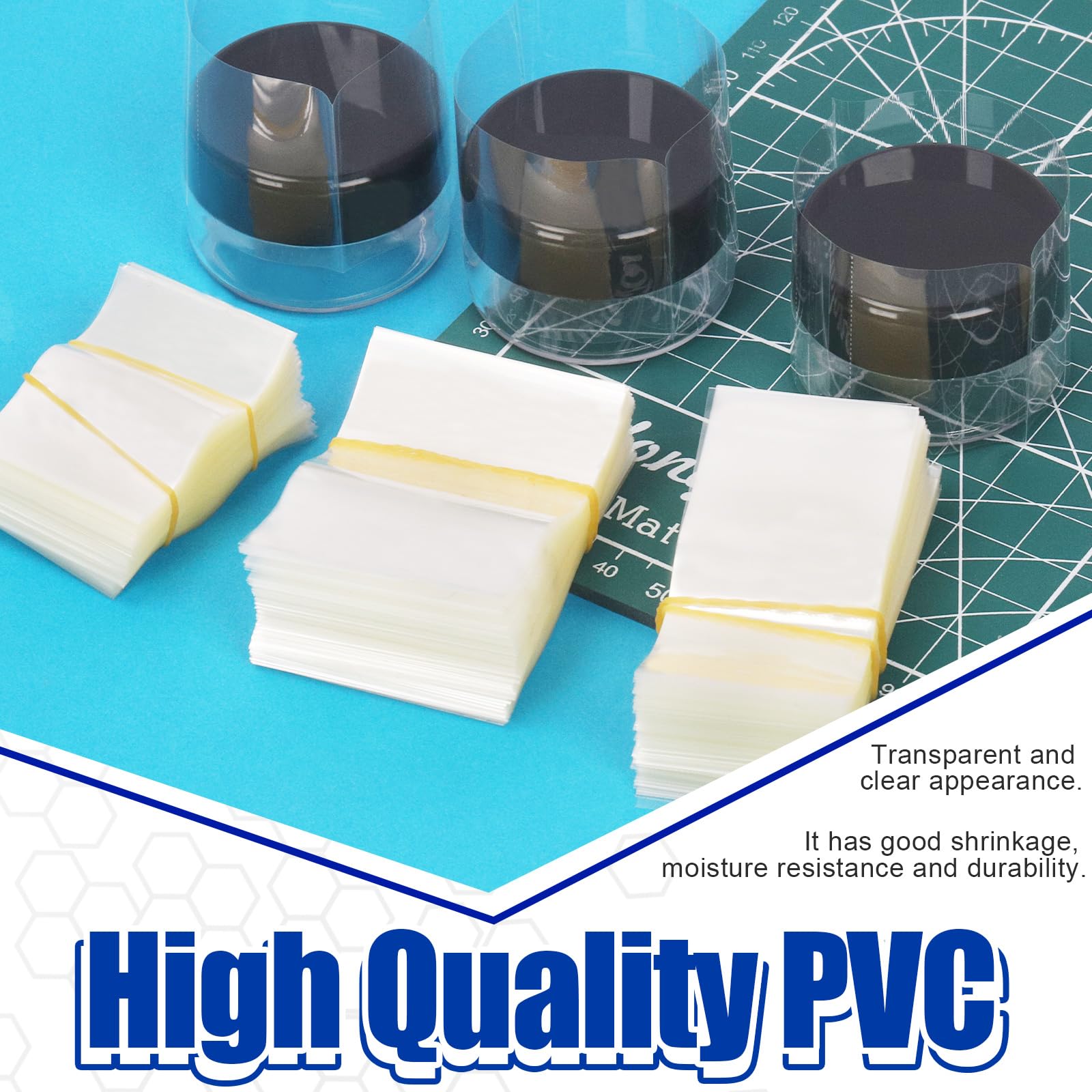 Snapklik.com : 1200Pcs Clear Heat Shrink Wrap Bands, 6 Sizes Perforated ...