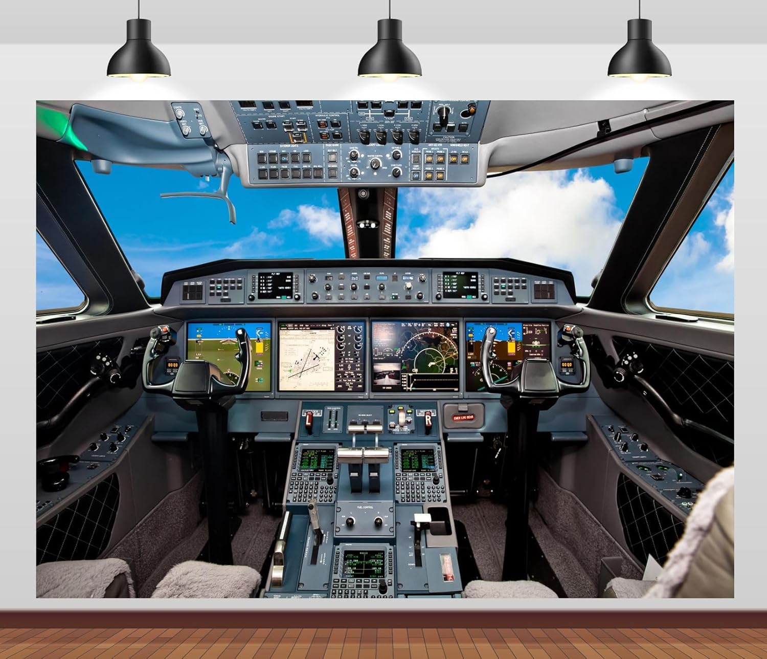 Amazon.com : CORFOTO Aircraft Cockpit Backdrop Fabric 5x3ft Airplane ...