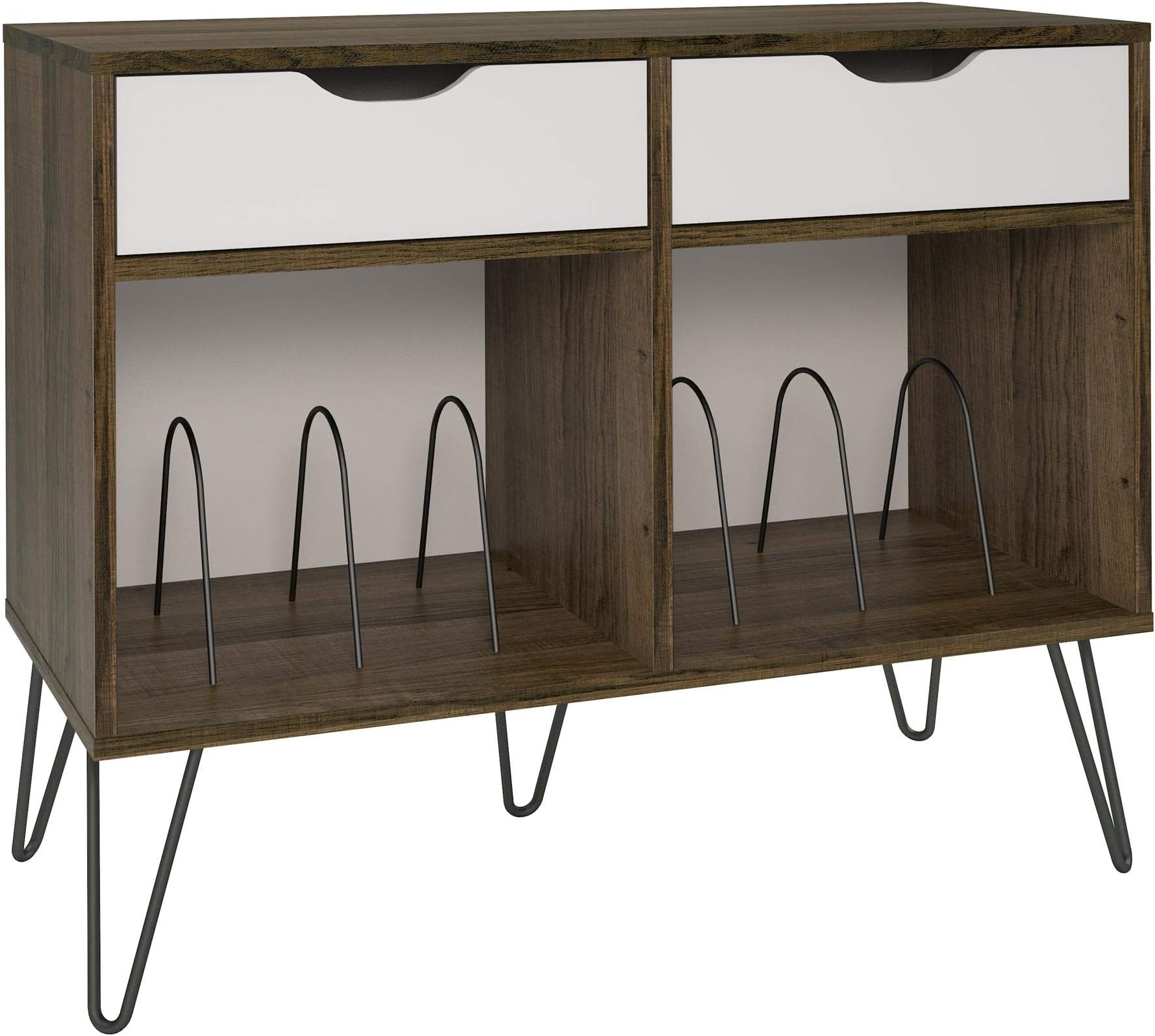 Amazon.com: Novogratz Concord Turntable Stand with Drawers, Brown Oak ...