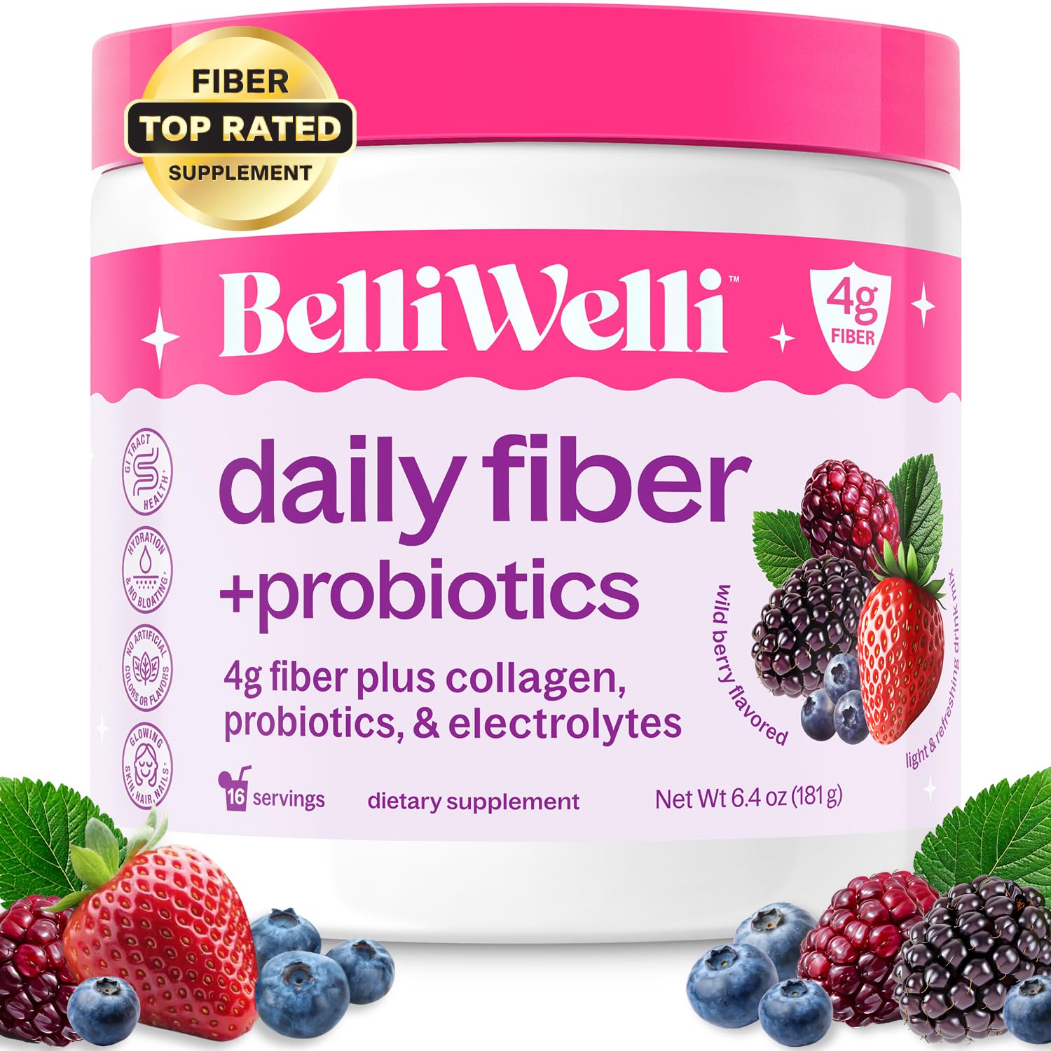 Amazon.com: Belli Welli Daily Fiber Supplement Powder with Collagen ...