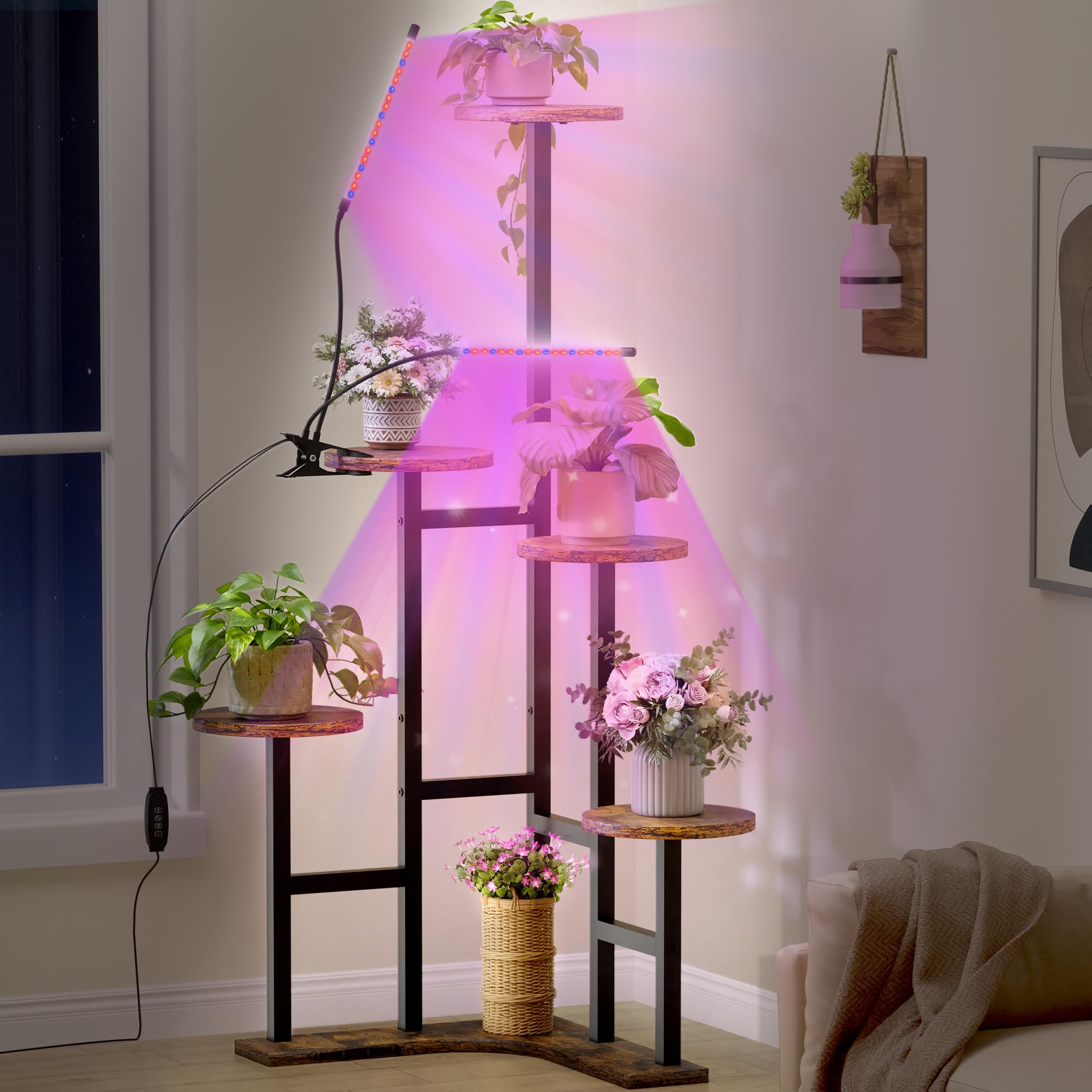 Amazon.com: Gujiam Corner Plant Stand Indoor with Grow Light 6 Tiered ...
