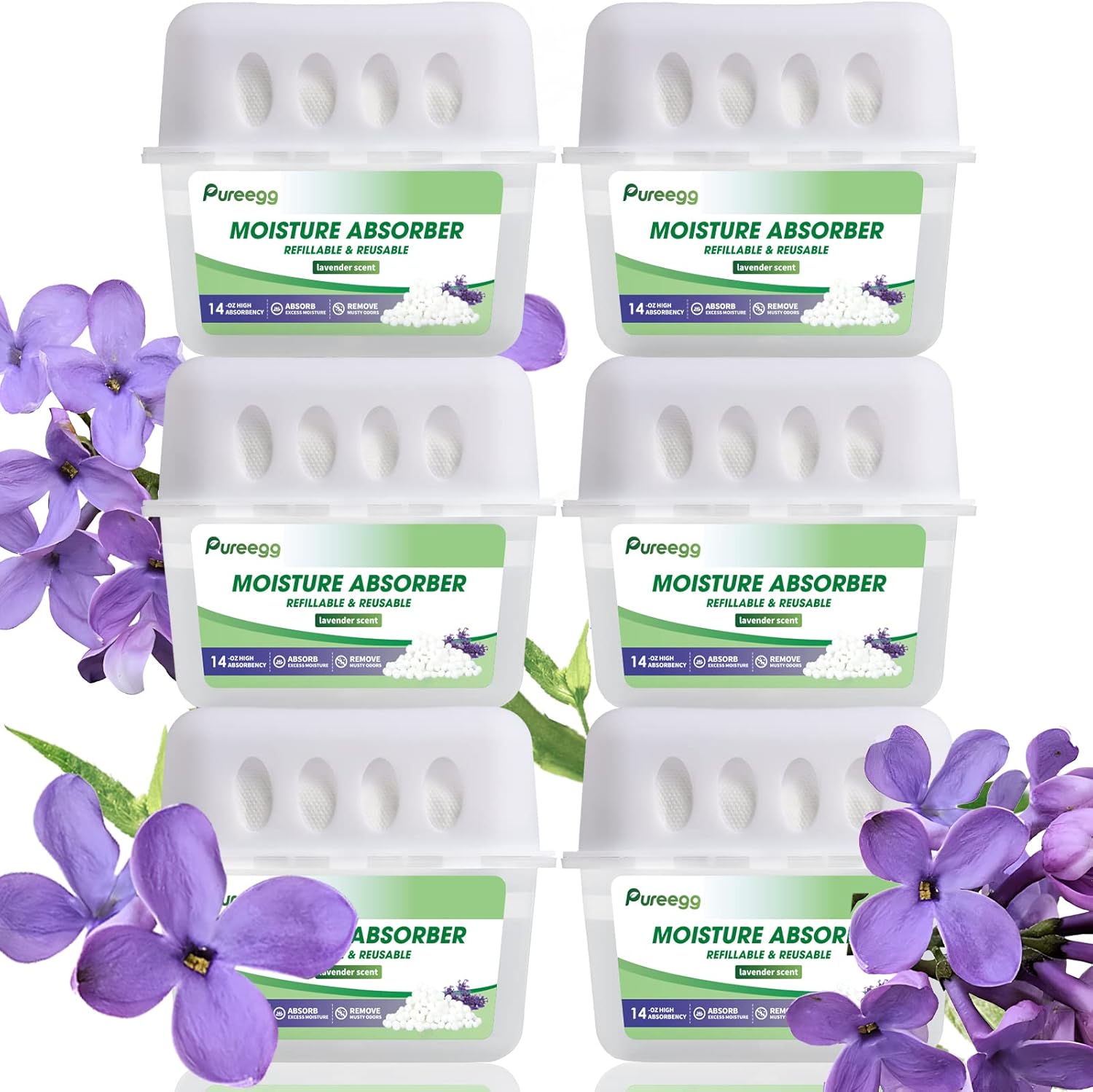 Amazon.com: Pureegg Moisture Absorbers Reusable Box - 6 Packs, Lavender ...