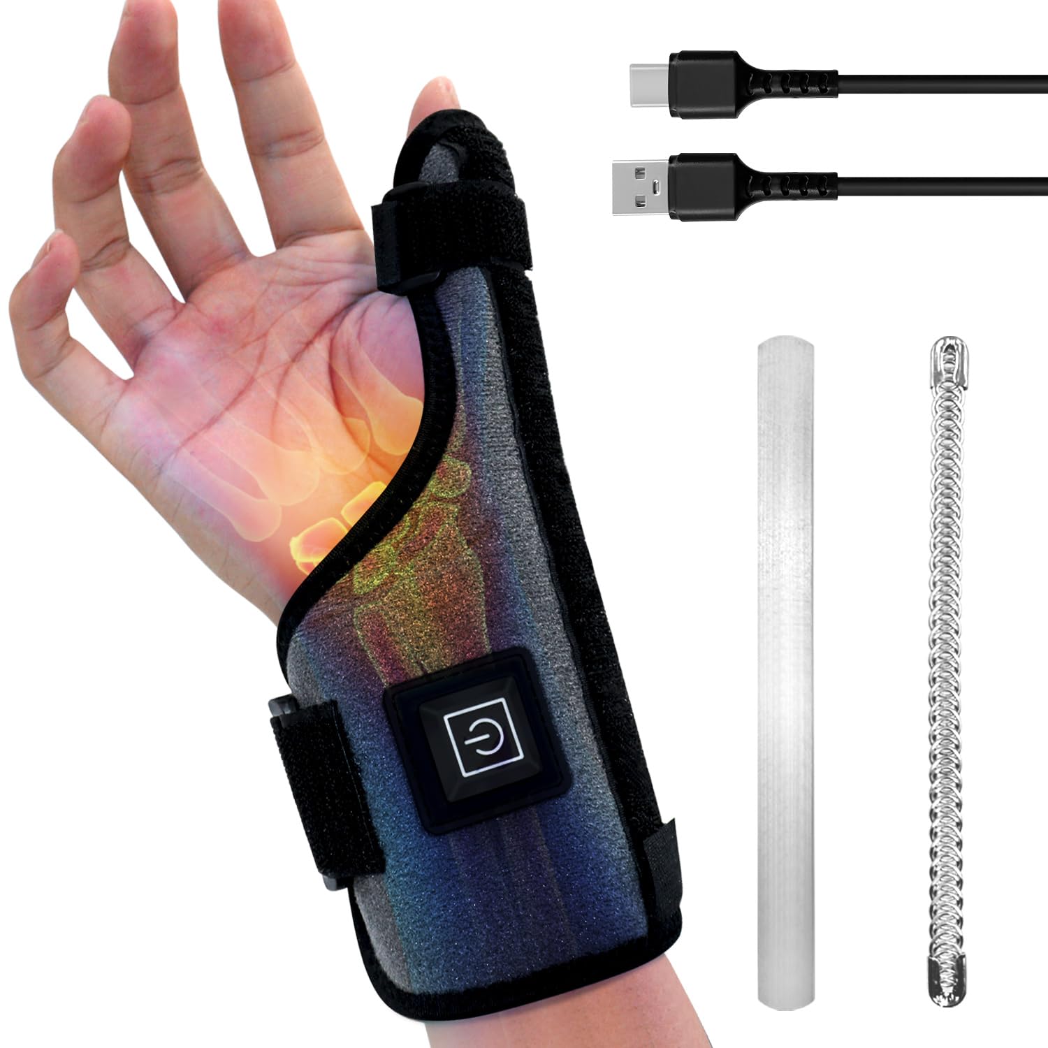 Amazon.com: OISNSOIN Wrist Thumb Brace Heating Pad with Finger Splint ...