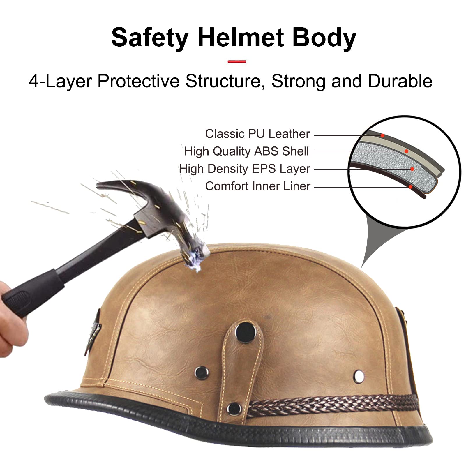 Snapklik.com : German Style Motorcycle Helmet, Retro Leather Motorcycle ...