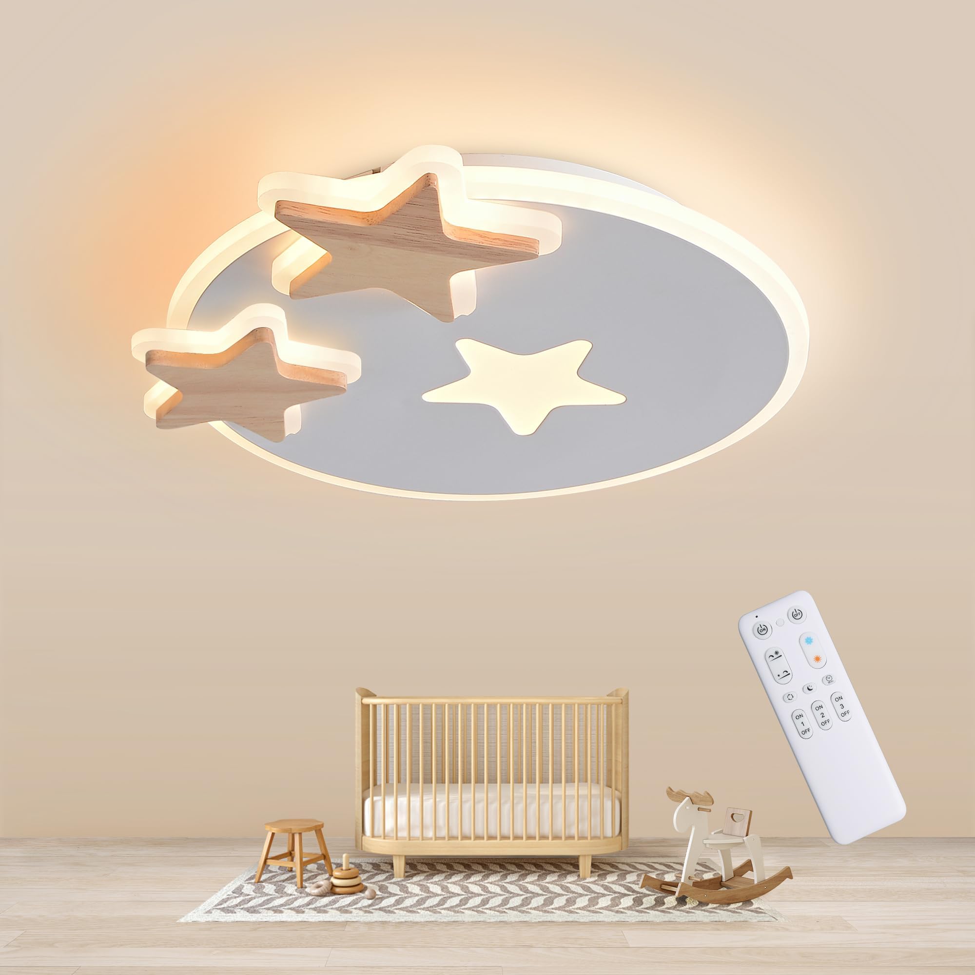 Plafoniera LED Bianca | Lampada Per Bambini Moderna Rotonda | Stella ...