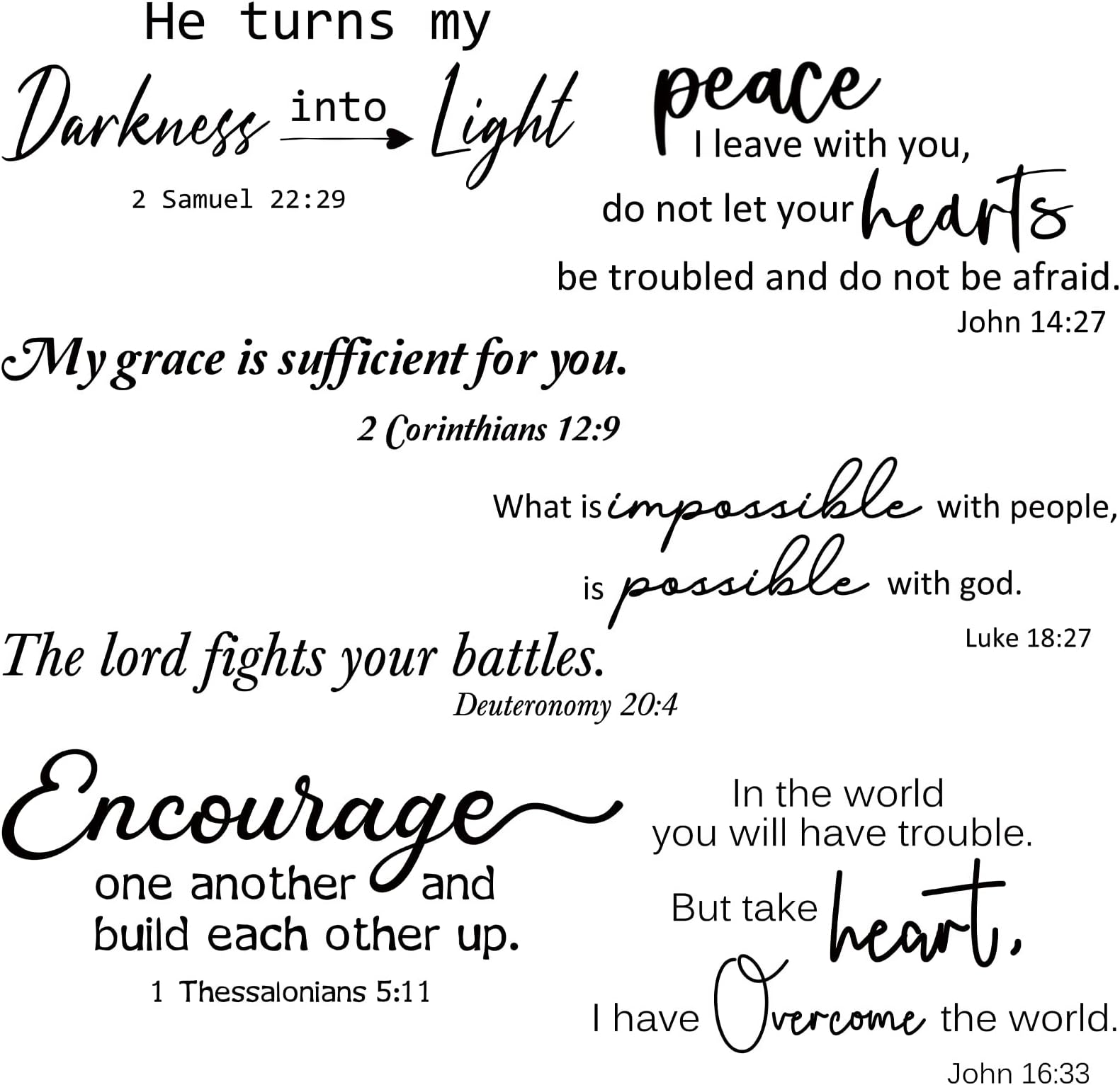 Amazon.com: 12 Pieces Bible Verse Wall Stickers, Inspirational Quote ...