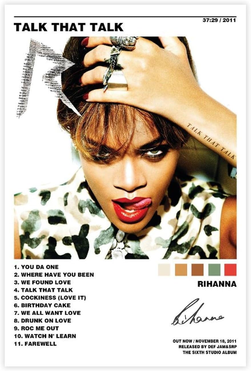 Amazon.com: Evryywaa Rihanna Poster Talk That Talk Music Album Canvas ...
