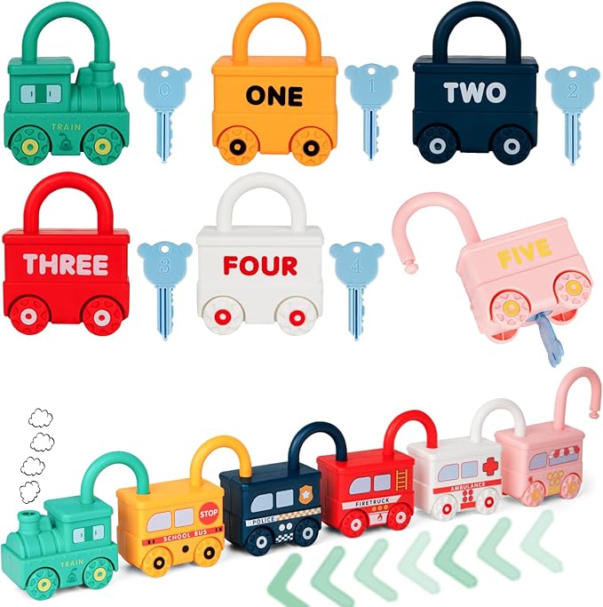 XTOERBUY 6Pcs Lock and Key Toy, Montessori Toys for Toddlers, Baby Keys ...