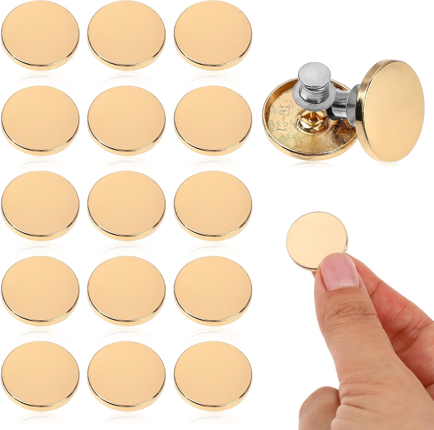 Amazon.com: 15 Pcs Metal Buttons Pins 21mm Gold Metal Flat Buttons No ...