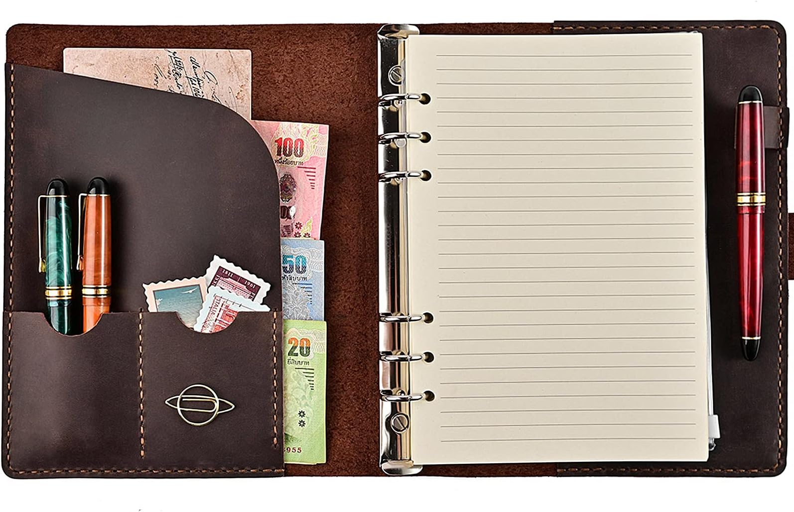 Amazon.com : WANDERINGS Refillable A5 Leather Binder Journal - 8.5x6-6 ...