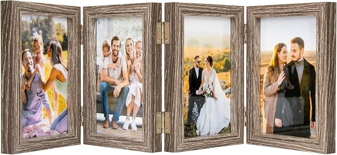 Amazon.com - 4x6 Four Picture Frame 4 Hinged Photo Frame with 4 ...