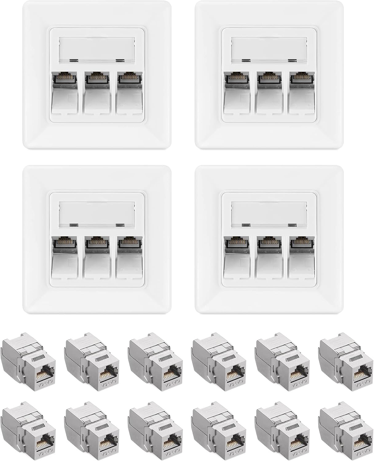 kwmobile Keystone Dose Modul Set - 12x Keystone Modul 4X Netzwerkdose 3 ...
