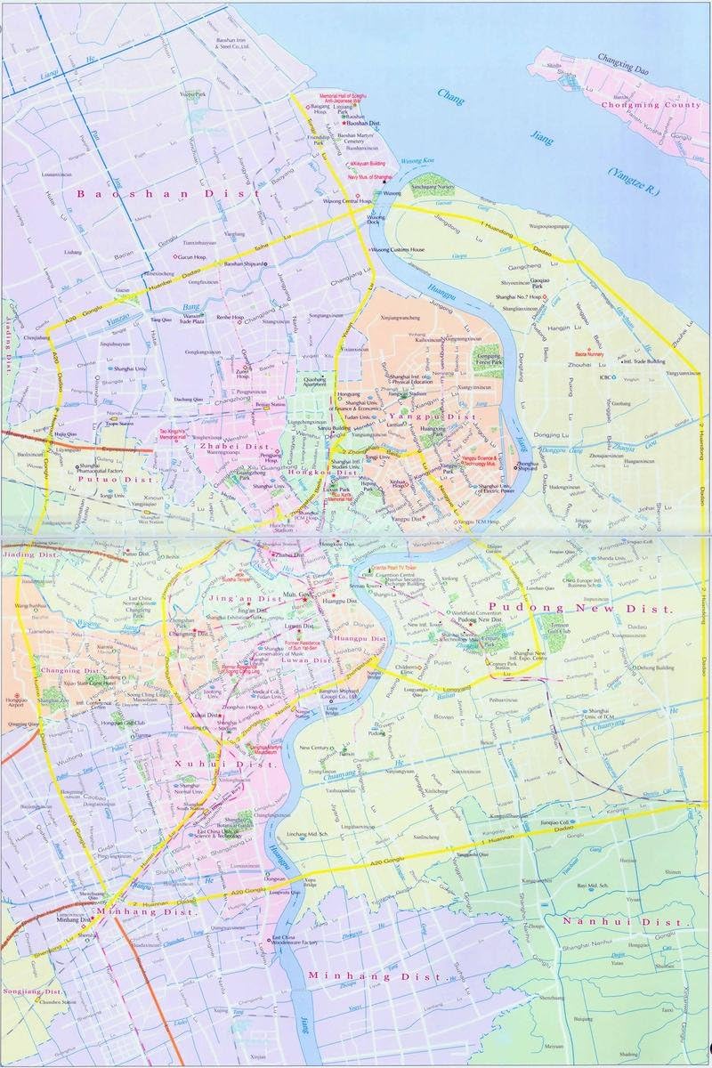 Amazon.com: Gifts Delight Laminated 24x36 Poster: Shanghai Map ...
