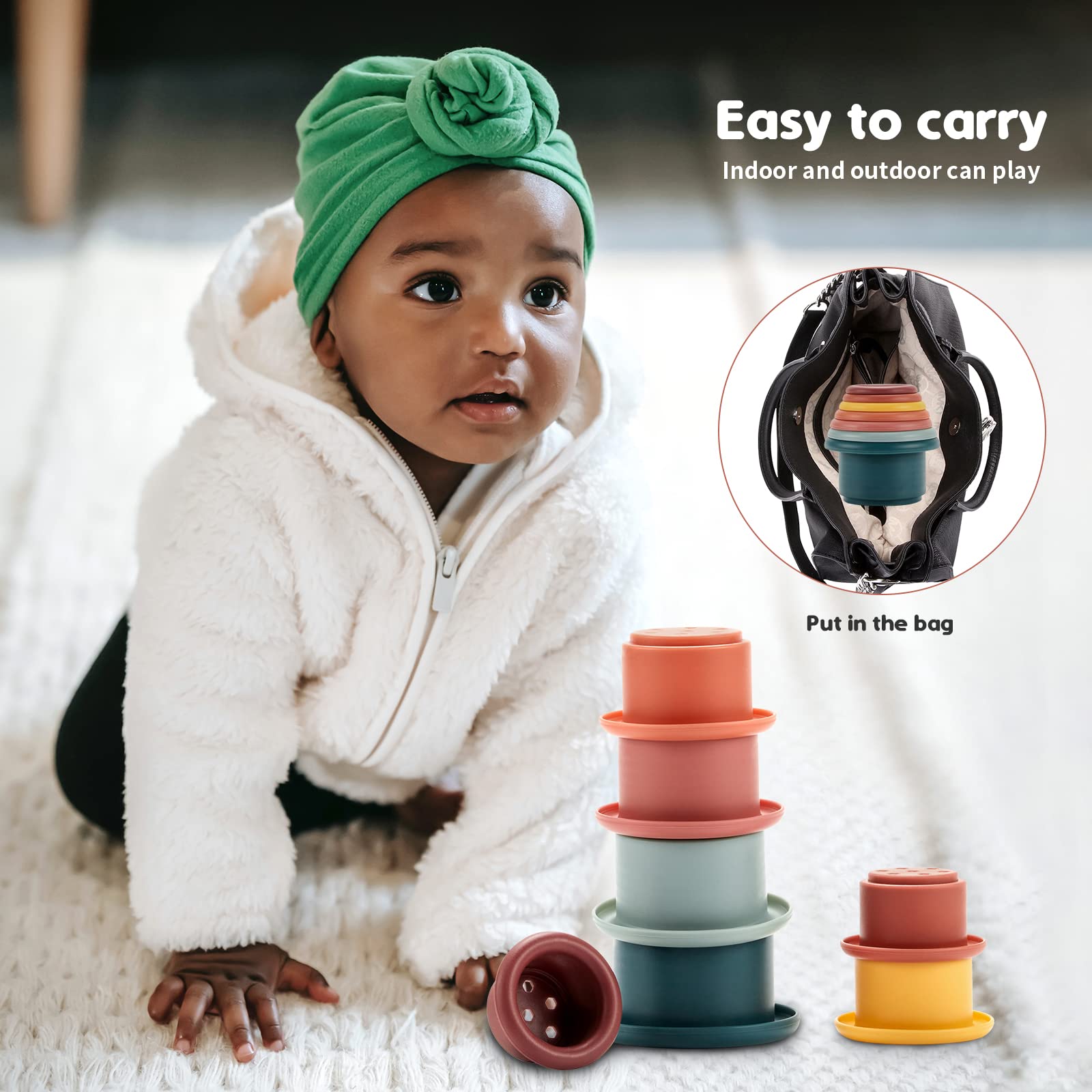 【サイズ】 SYNPOS 6 PCS Baby Stacking Teething Toy Stacking Nesting Toys ...