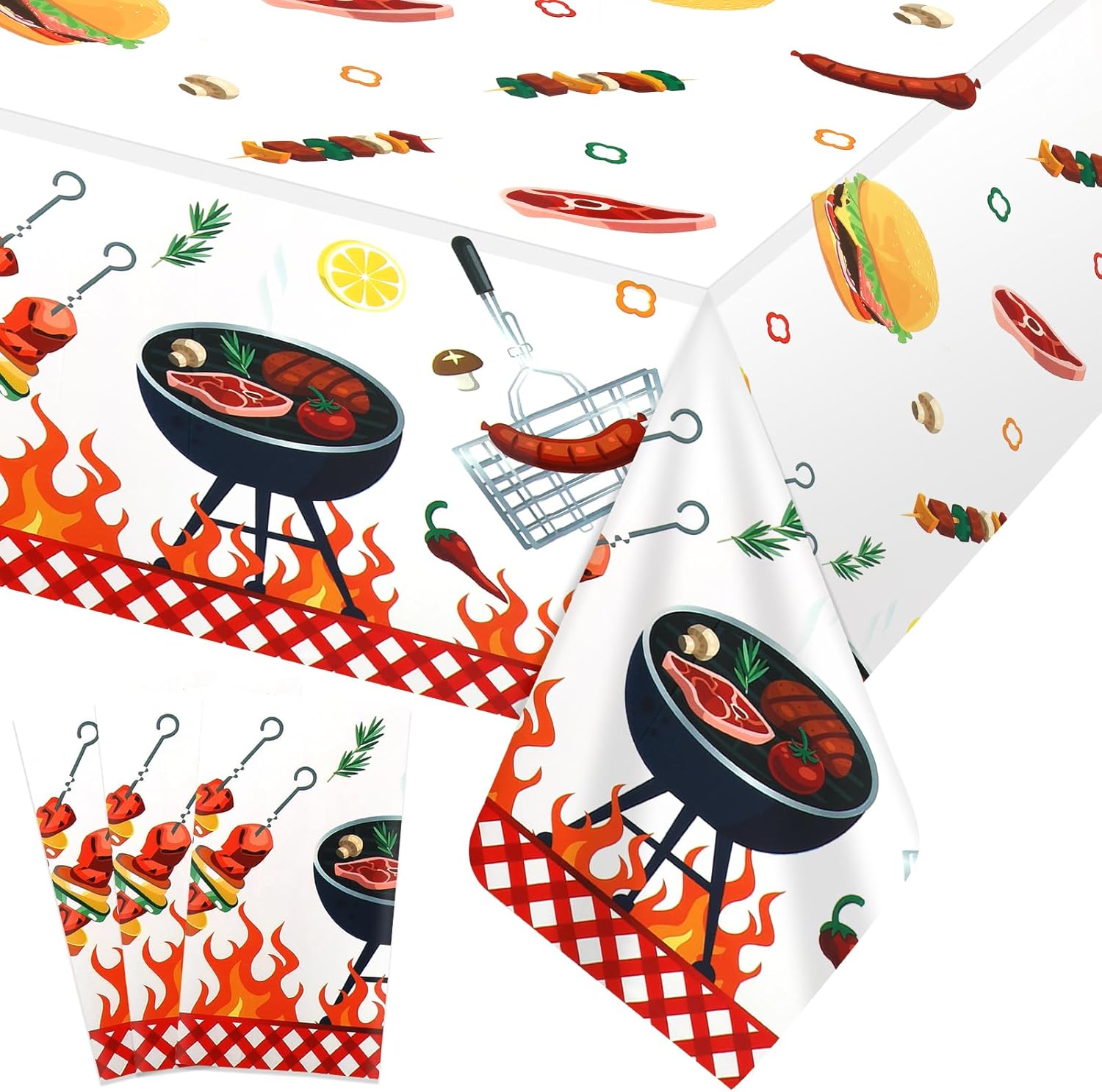 Amazon.com: HOGUSSTA 3 Pack BBQ Table Cloths for BBQ Party Decorations ...