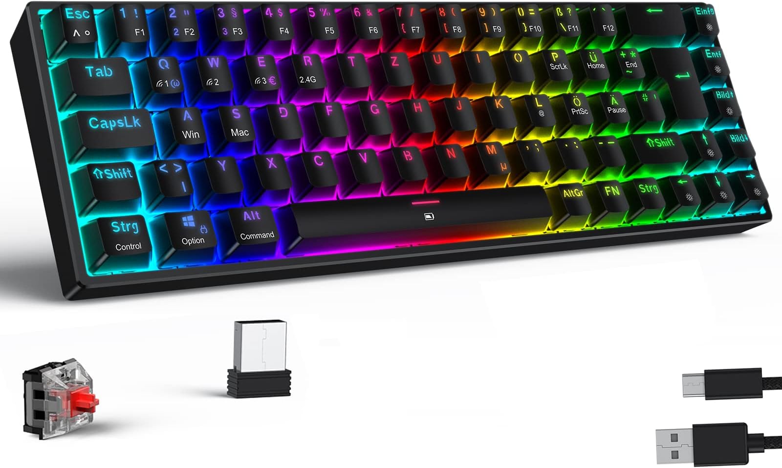 LC-POWER Mechanische Gaming-Tastatur mit TKL-Layout und RGB-Beleuchtung ...