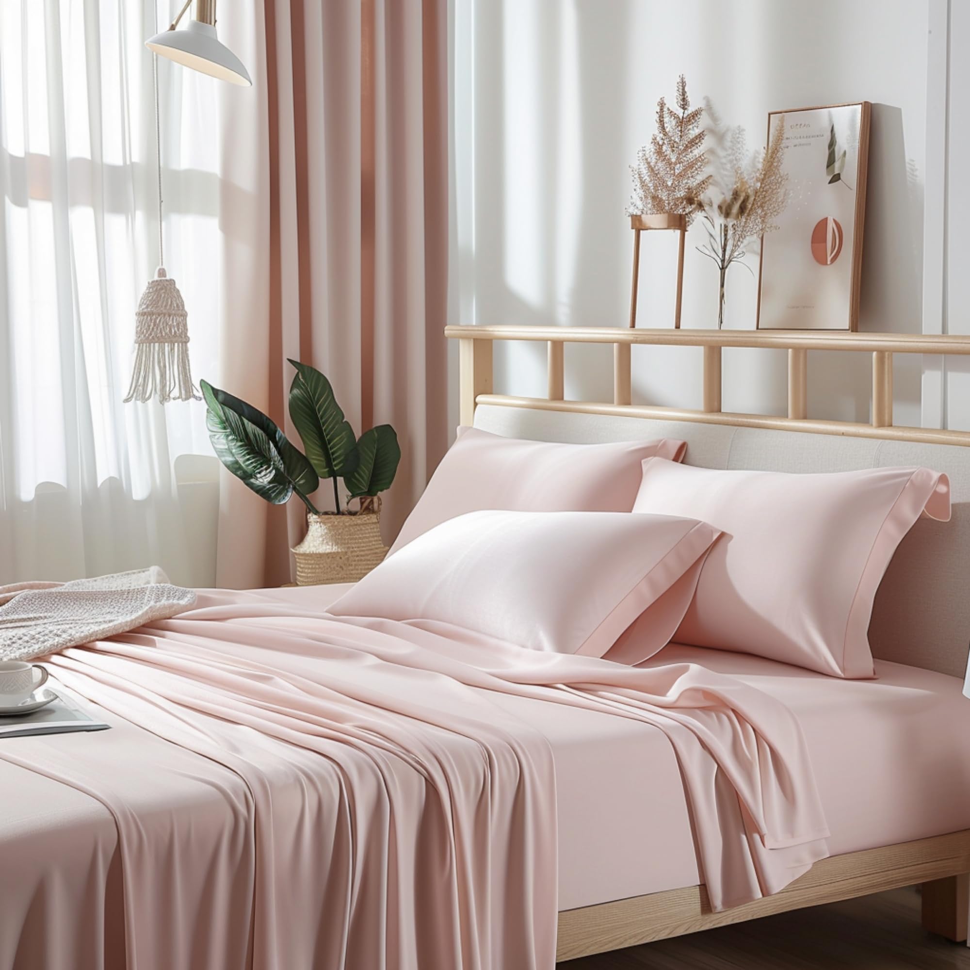 Sweet Sheets® Light Pink Double Bed Sheets | Soft Cooling Bed Sheets ...