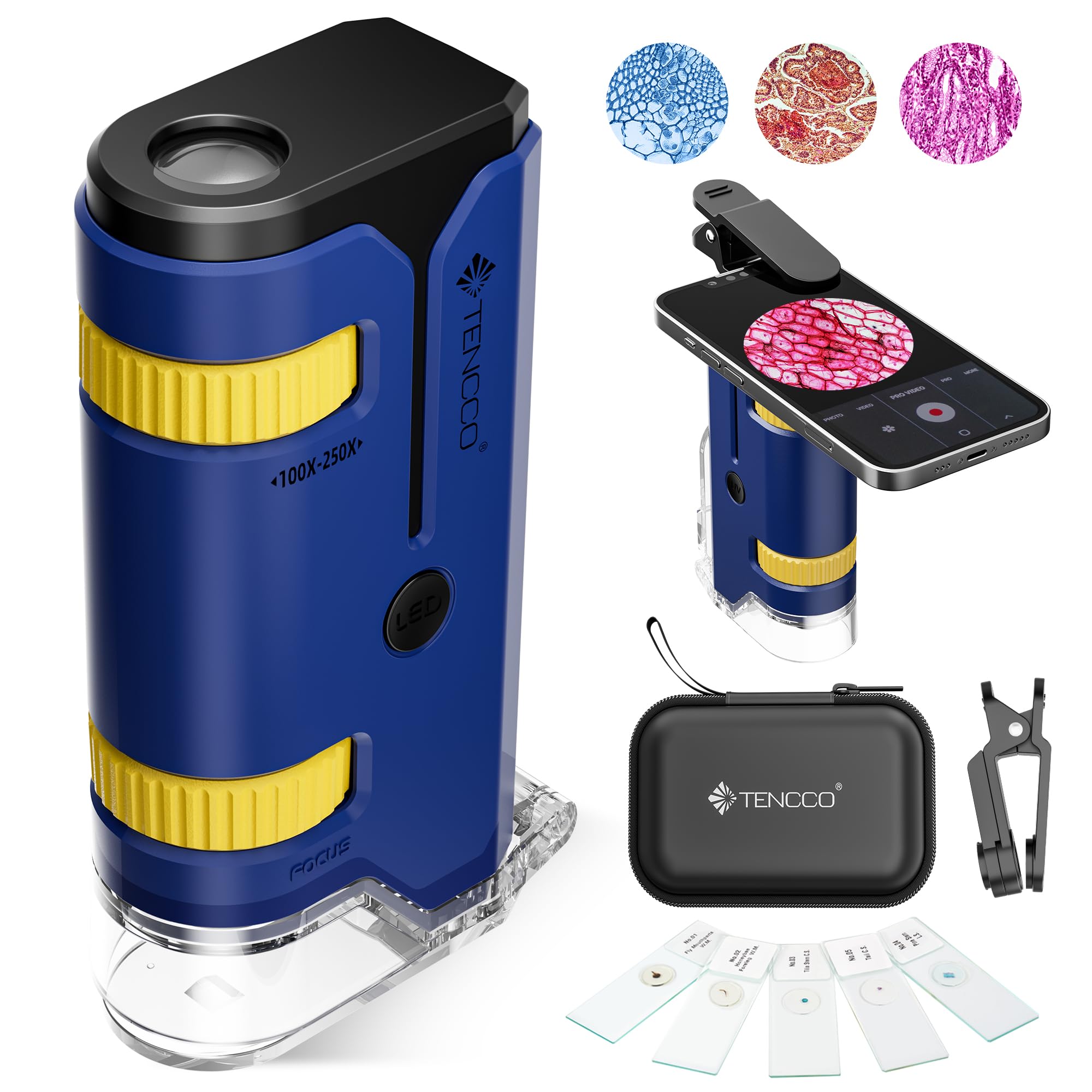 Amazon.com : 100x-250x Mini Pocket Microscope for Kids Adults, Protable ...