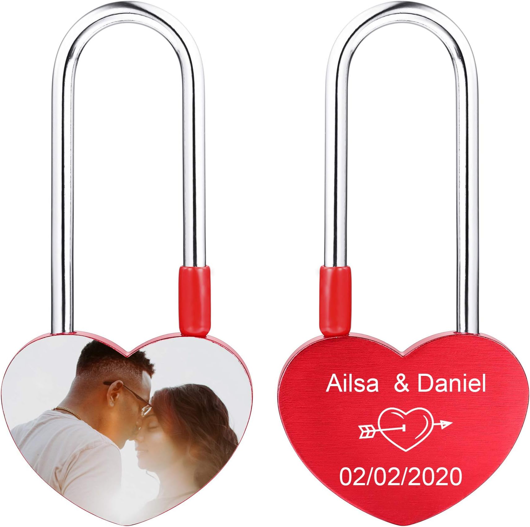 UBMPJ Personalized Love Lock with Photo Custom Heart Lock for Bridge ...