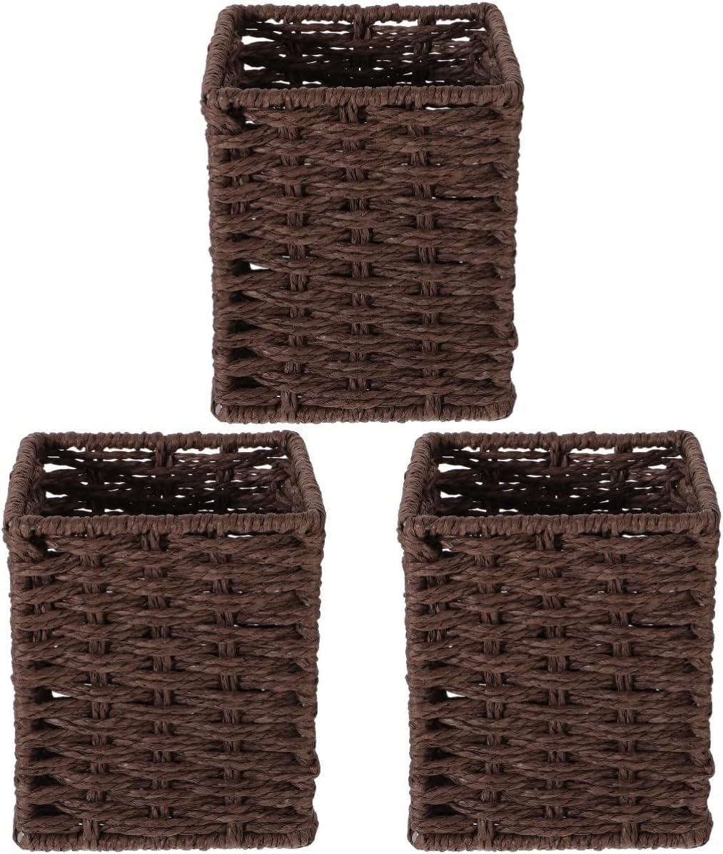 Amazon.com: Cabilock Tv Stand 3pcs Coffee Wicker Basket Cutlery Rope ...