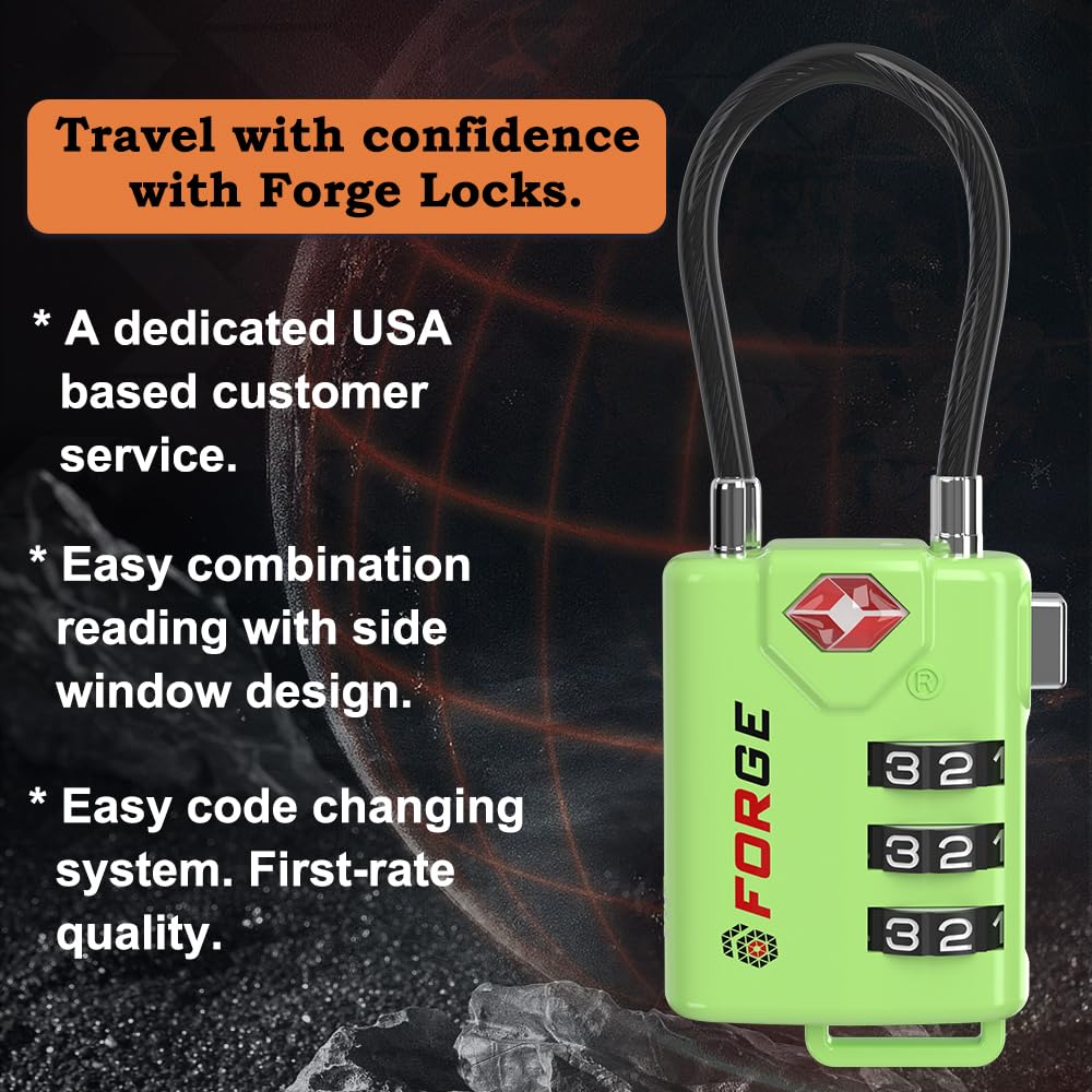Snapklik.com : TSA Approved Cable Luggage Locks, Re-settable Combination