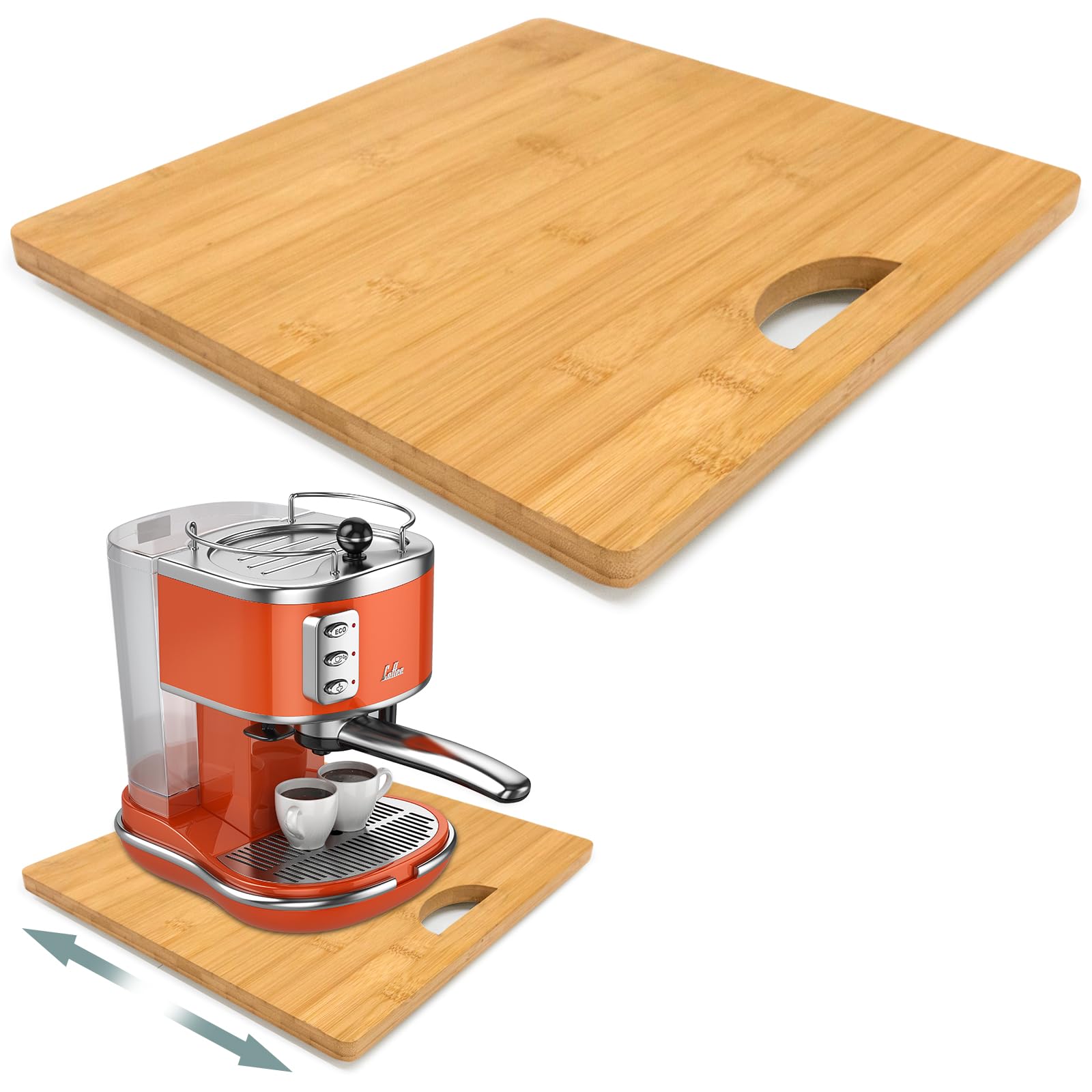 Amazon.com: Sliding Tray for Coffee Maker,13" D x 14" W Bamboo ...