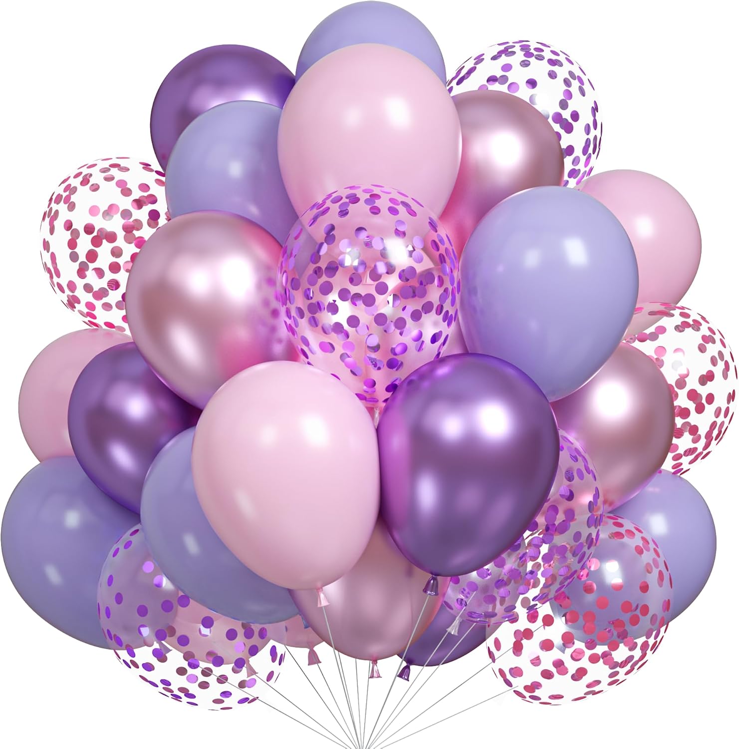 Amazon.com: Pink Purple Balloons Set, 60PCS Purple Pink Confetti ...