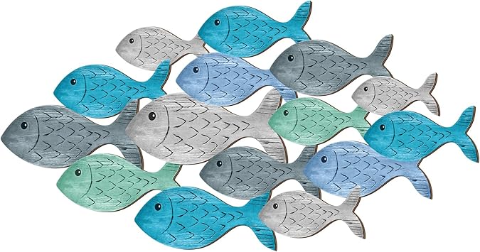 Amazon.com: Qunclay Beach Wall Decor Wooden Coastal Fish Sign Ocean ...