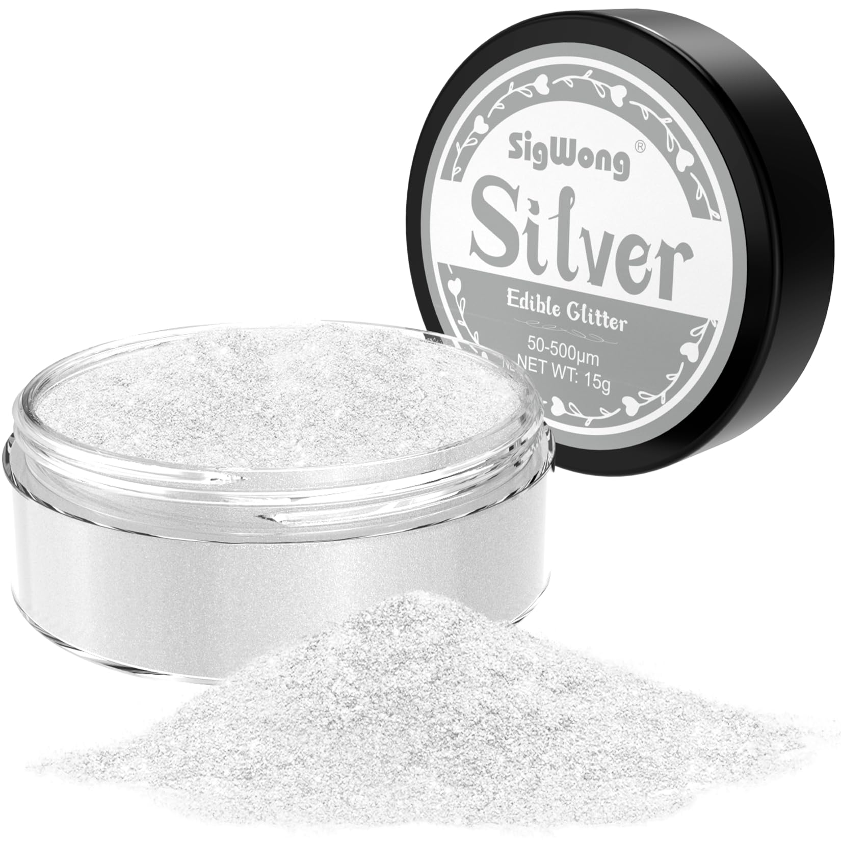 Edible Glitter for Drinks - 15g Silver Lustre Dust Edible Sprinkles ...
