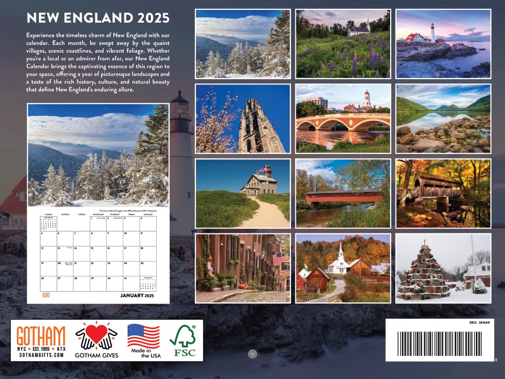 Snapklik.com : New England Calendar 2025 Monthly Wall Calender 12 Month ...