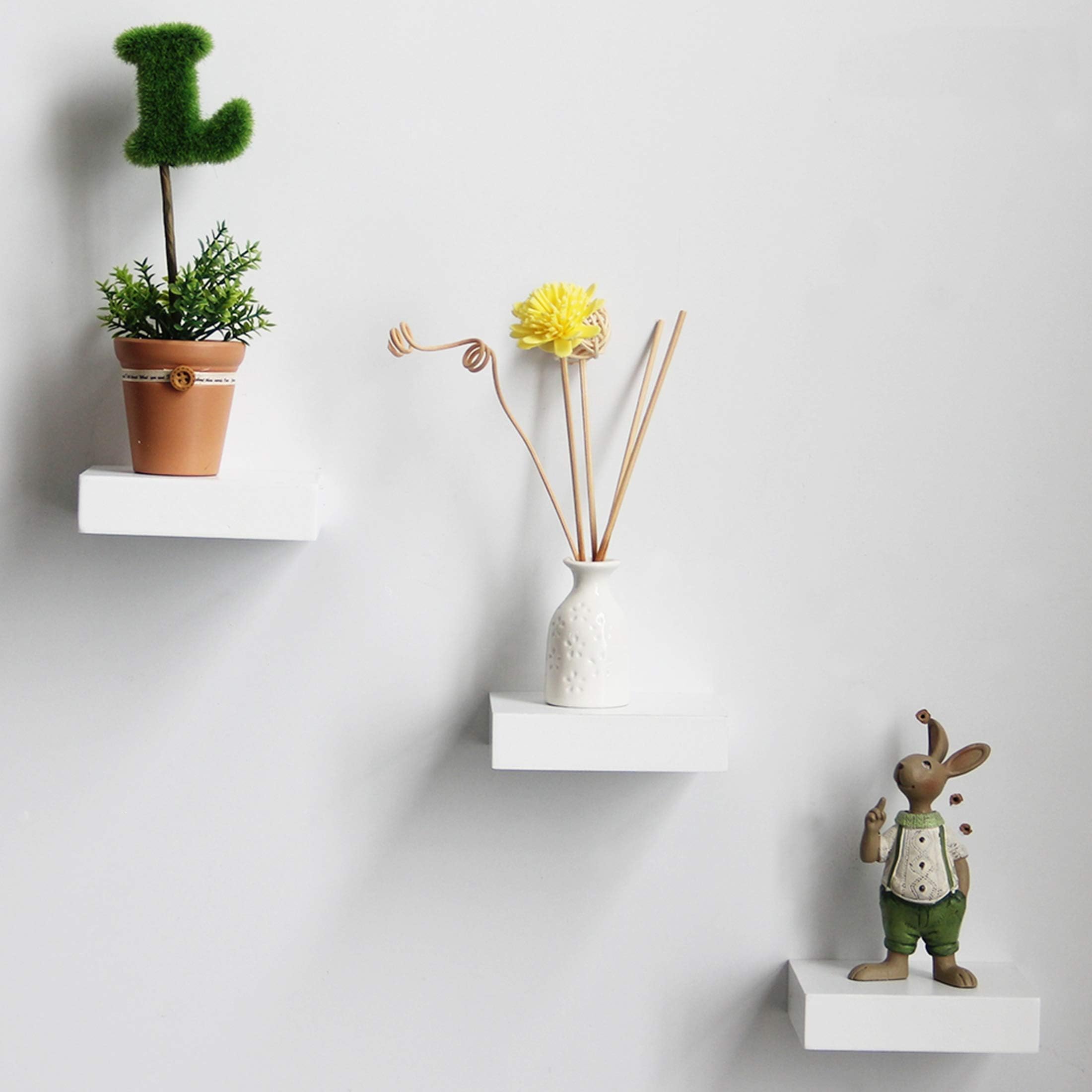 Amazon.com: Shelving Solution 4-inch Floating Wall Shelves Set of 3 ...