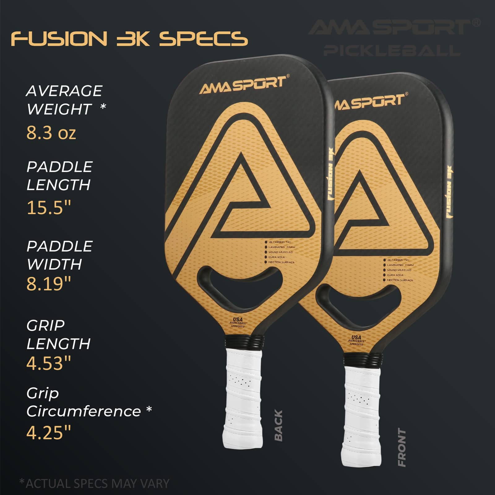 Snapklik.com : Fusion 3K Carbon Widebody Pickleball Paddle PP002-20mm ...