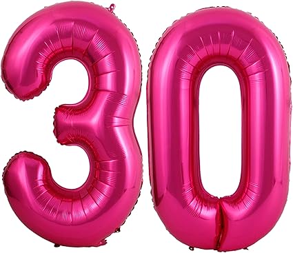 Amazon.com: 40 Inch Hot Pink 30 Balloon Number 30th Birthday ...