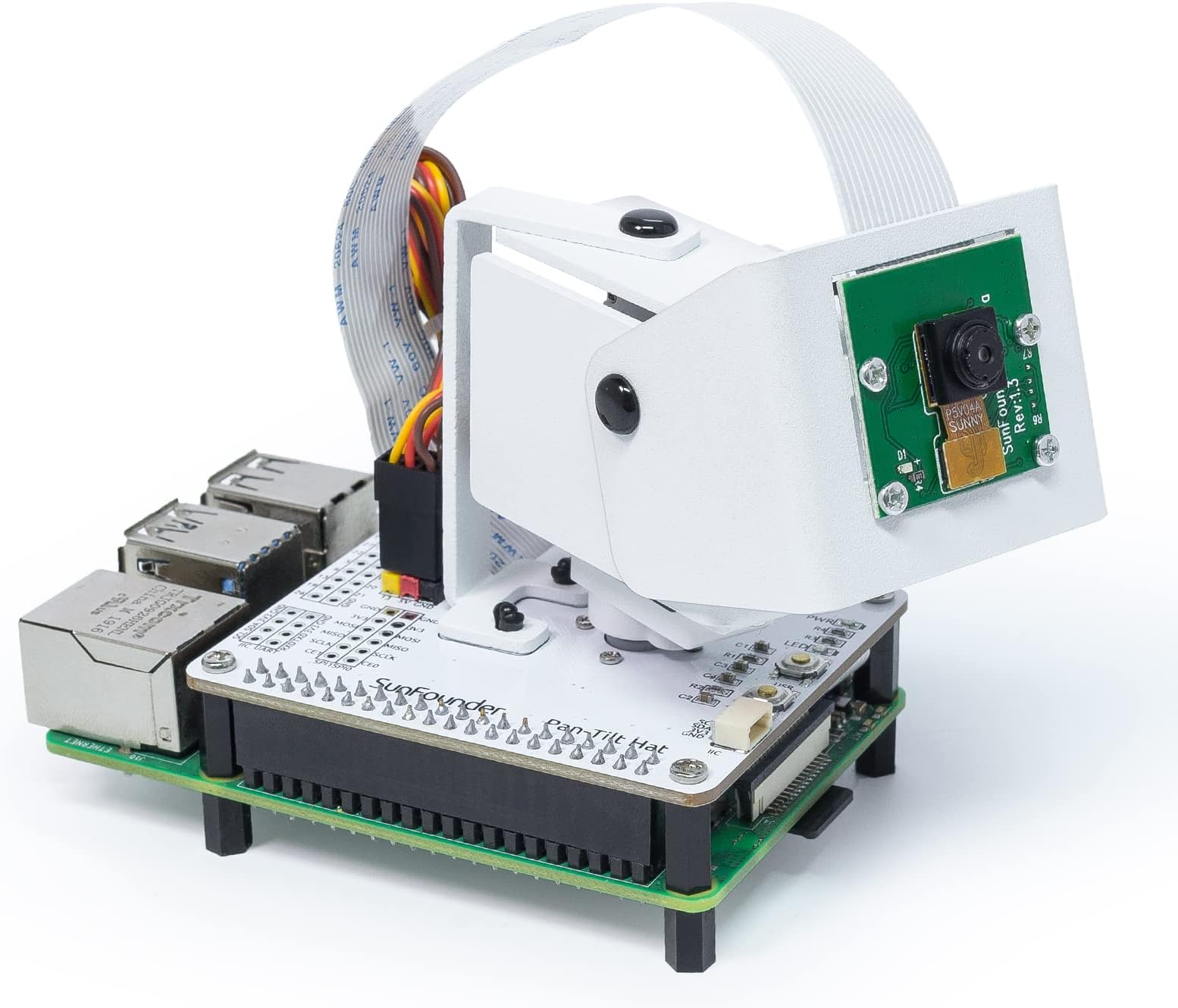 Amazon.com: SunFounder Pan-Tilt HAT V3.0 with Camera for Raspberry Pi 4B 3B+ 3B, Supports ...