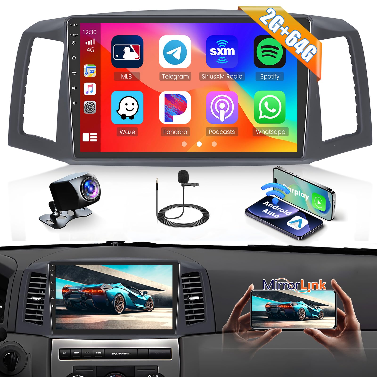 Amazon.com: 2+64GB Inefala for Jeep Grand Cherokee 2004-2007 Android 13 Car Radio Stereo with ...