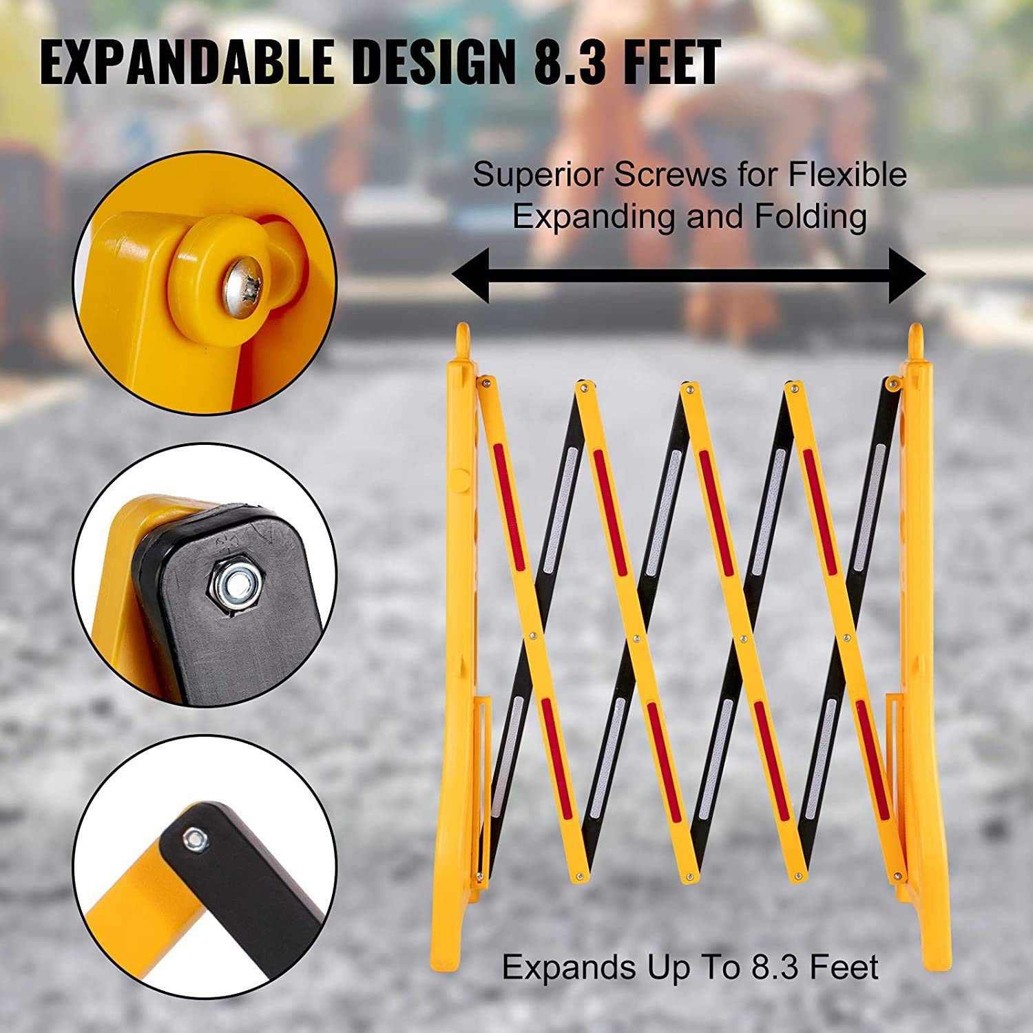 Indoor Outdoor Safety Gate 8 FT Expandable Safety Barricade With Wheels ...