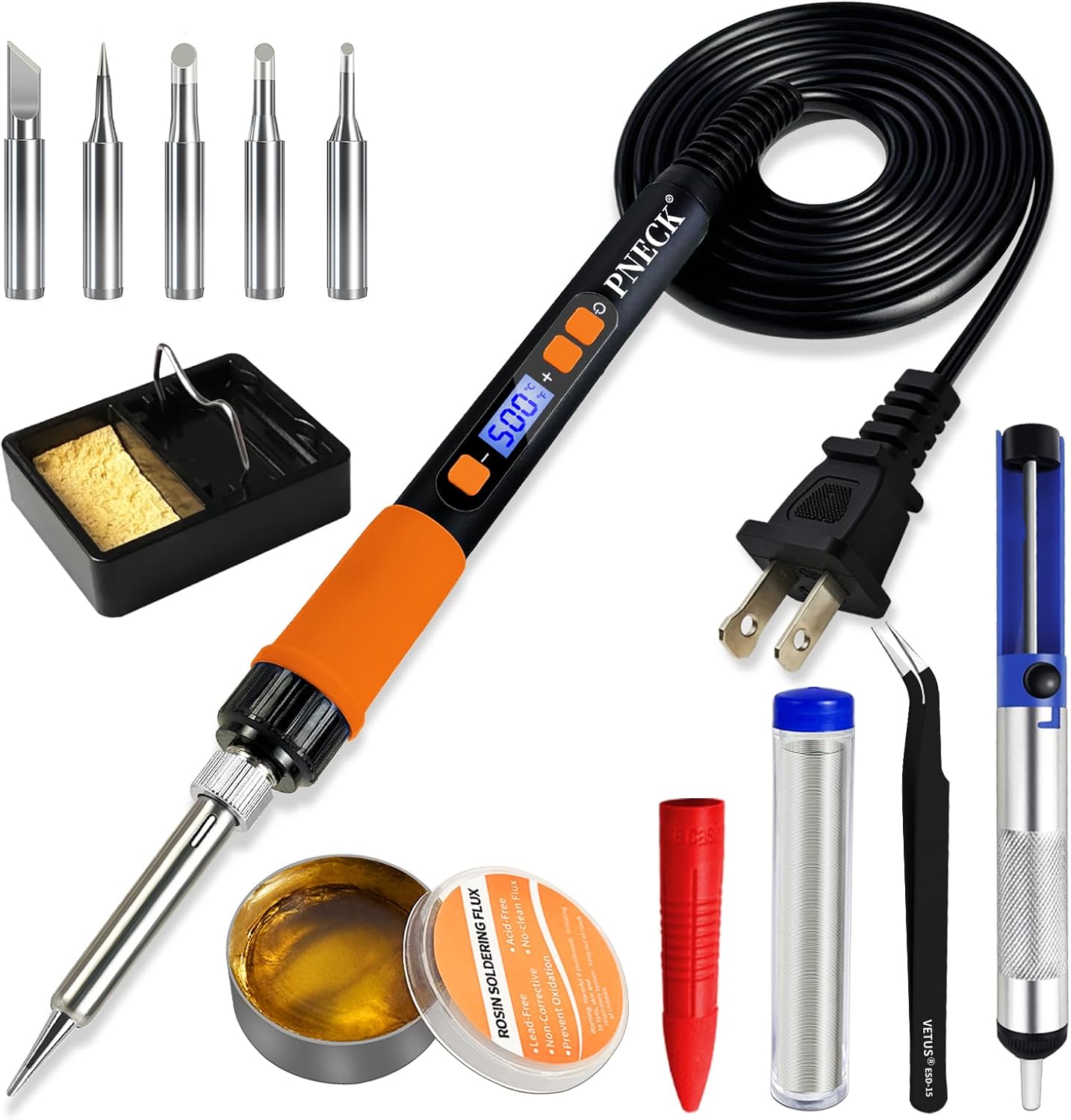 Amazon.com: PNECK Soldering Iron Kit, 80W Soldering Iron Pen with Adjustable Temperature, LCD ...
