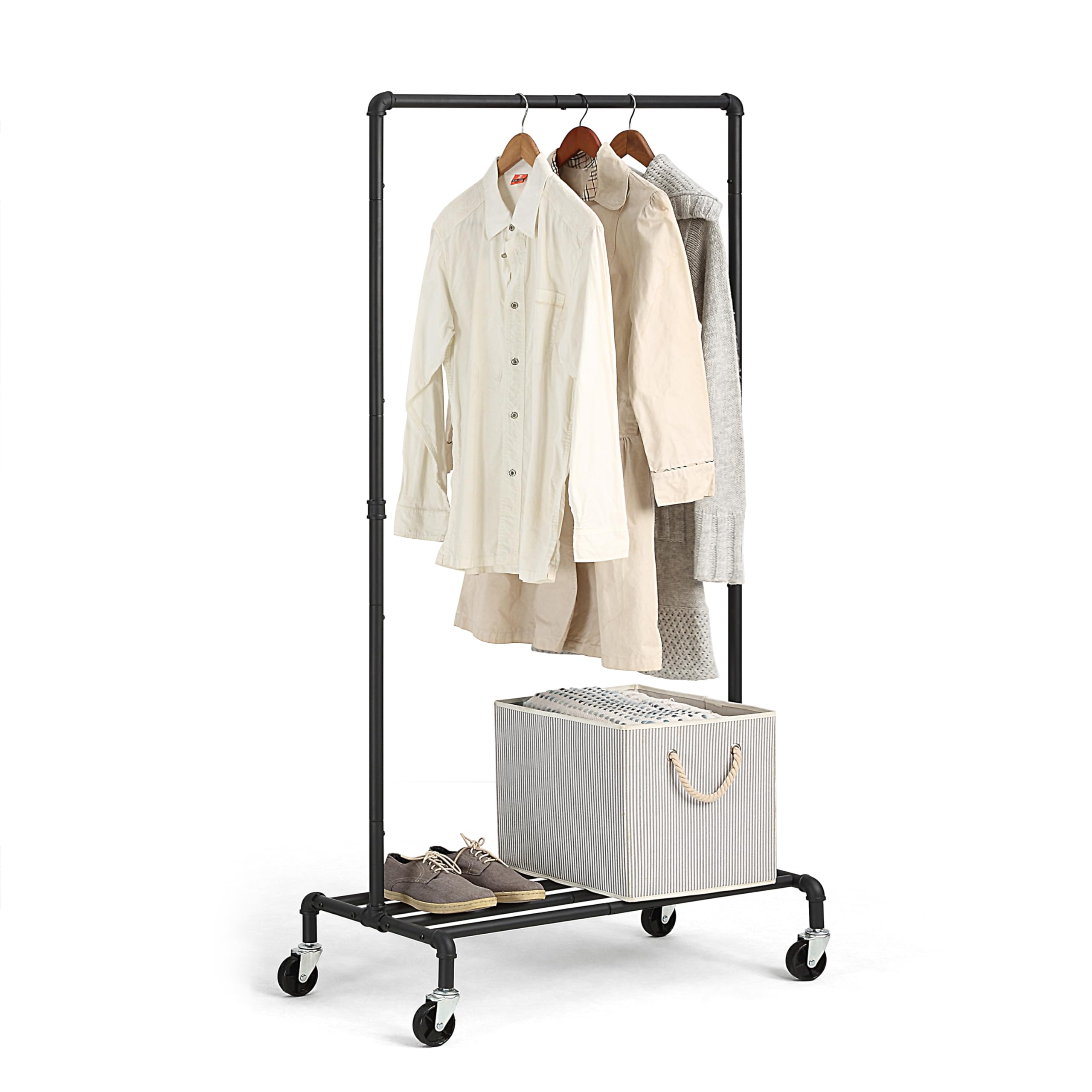 Amazon.com: SunnyPoint Industrial Loft Style Rolling Garment Rack ...