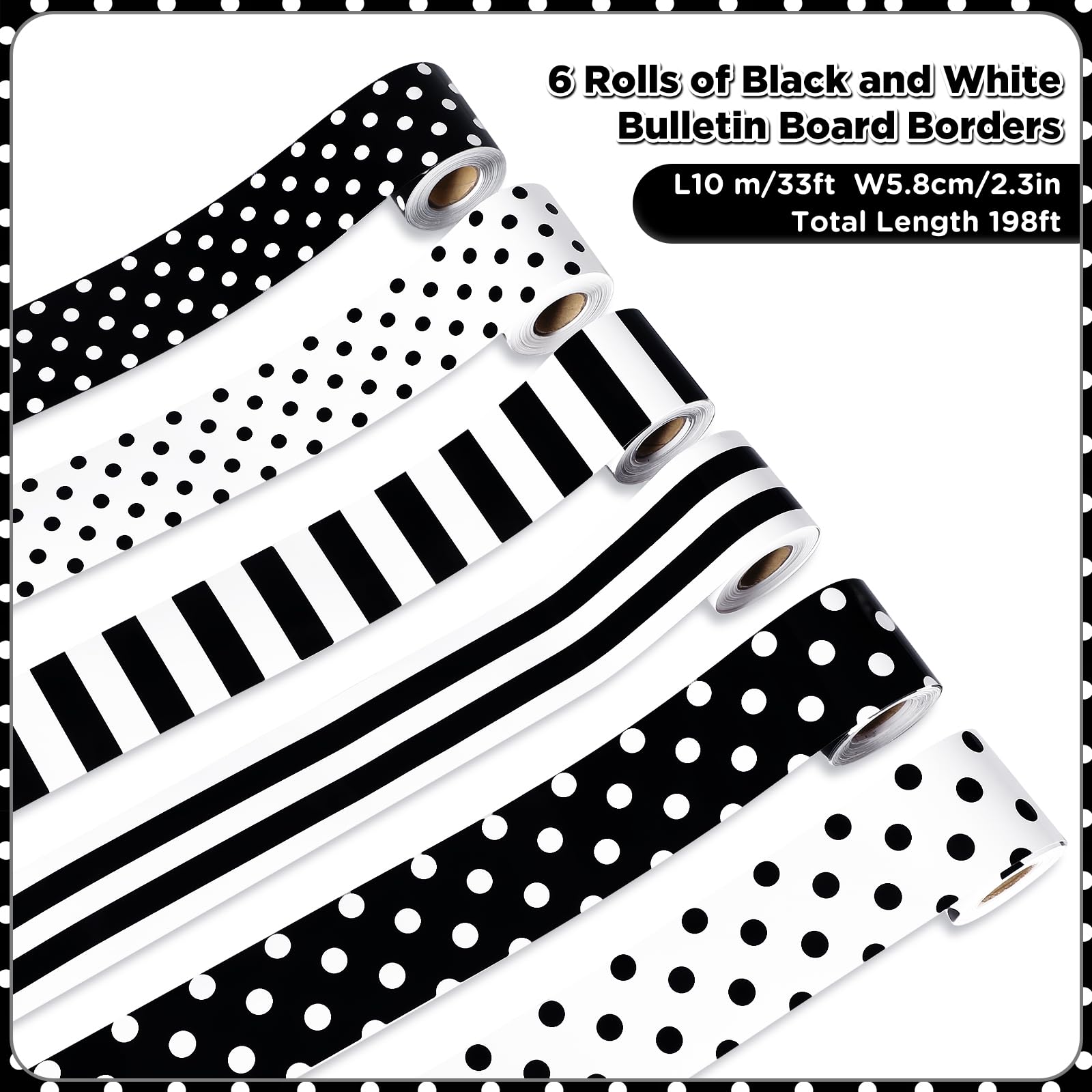 Black And White Classroom Decor 60ft Black & White Polka Dot Bulletin ...