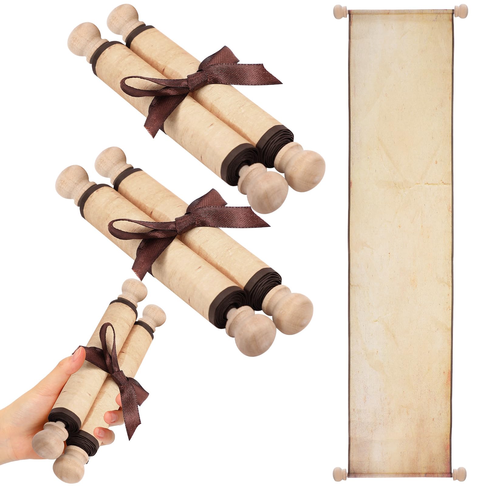 Amazon.com: Epakh 2 Pack Blank Paper Scrolls Wrapped on Wood Rod for ...