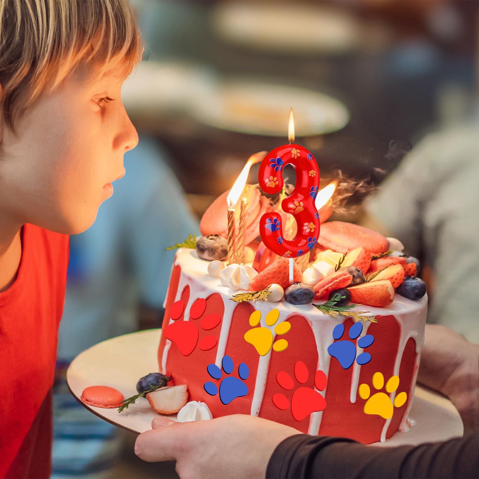 Snapklik.com : Number 3 Dog Paw Birthday Candles Dog Toppers Candles ...
