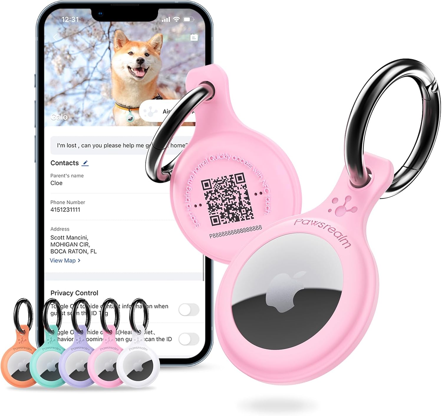 Amazon.com: PawsRealm Smart Pet Tracker Holder Compatible with AirTag ...