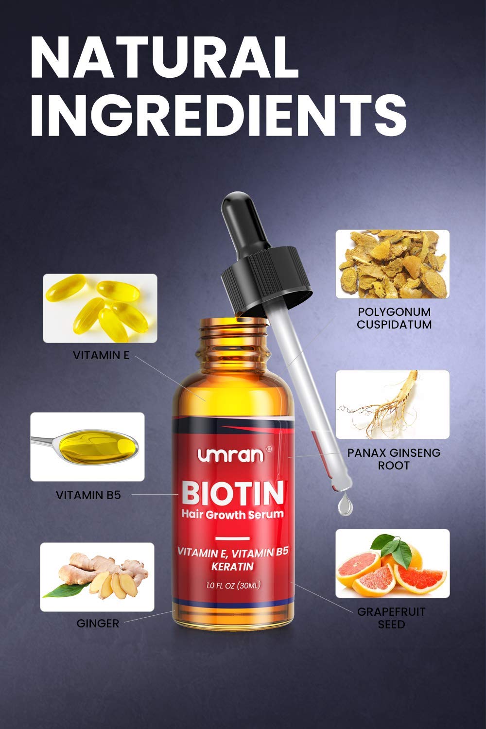 Buy UMRAN Biotin Hair Growth Serum, Promotes Hair Growth, Prevents Hair ...