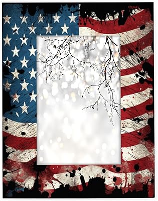 Amazon.com - PRETYZOOM American Flag Picture Frame 4x6 - Rustic Wooden ...