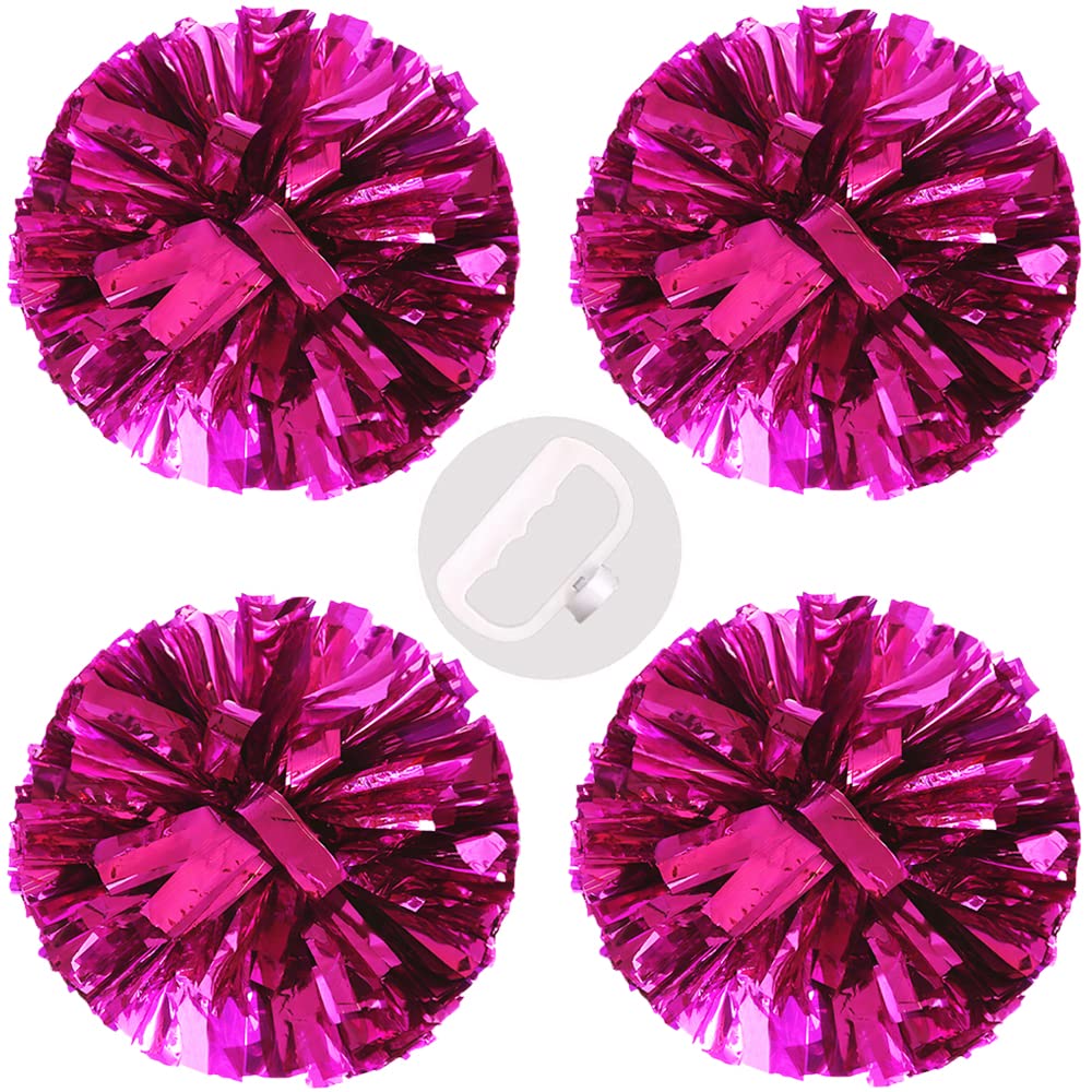 4 Pack 13" Cheerleading Metallic Foil & Plastic Ring Pom Poms (100g) 4 ...