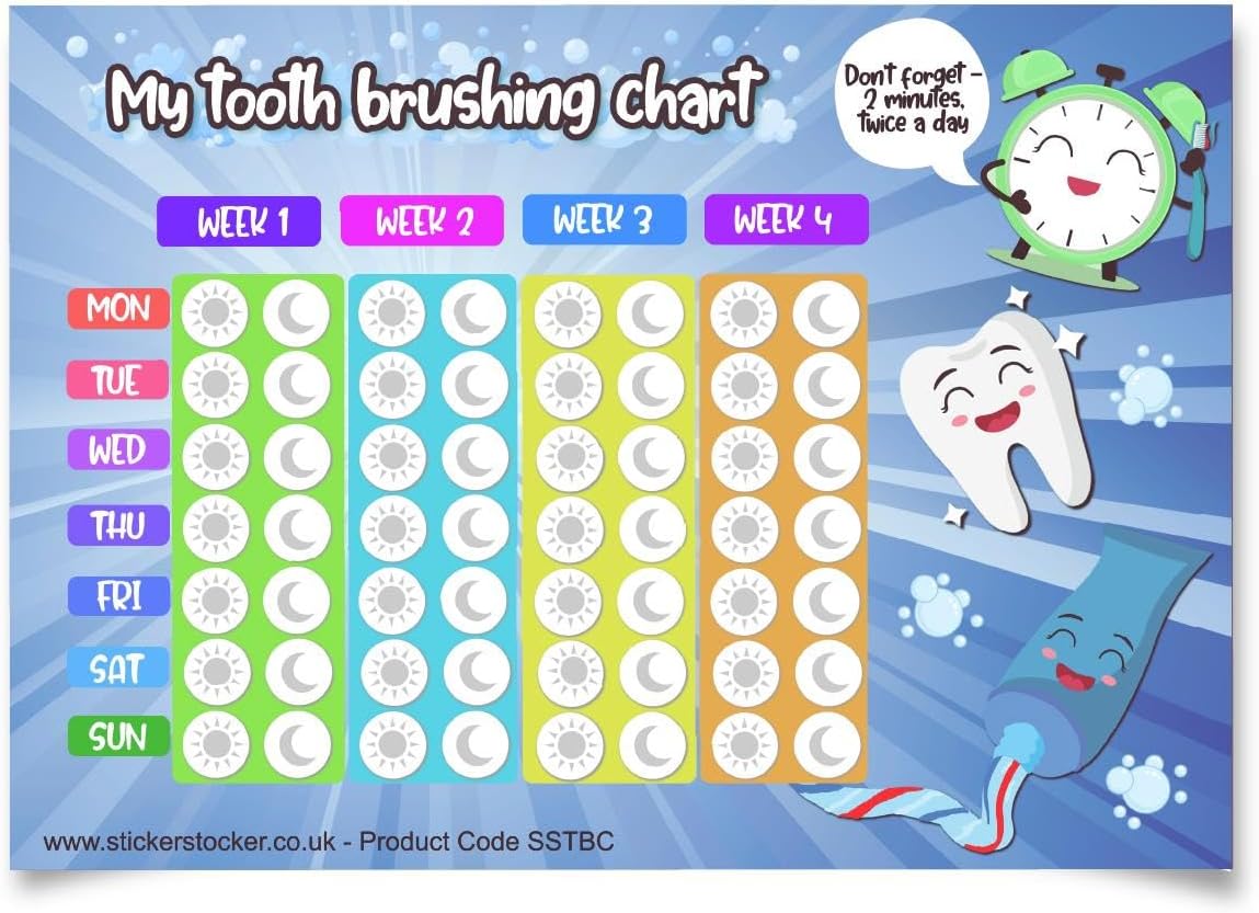 30 My Tooth Brushing Reward Charts Incentive Pack of 30 cards Suitable ...